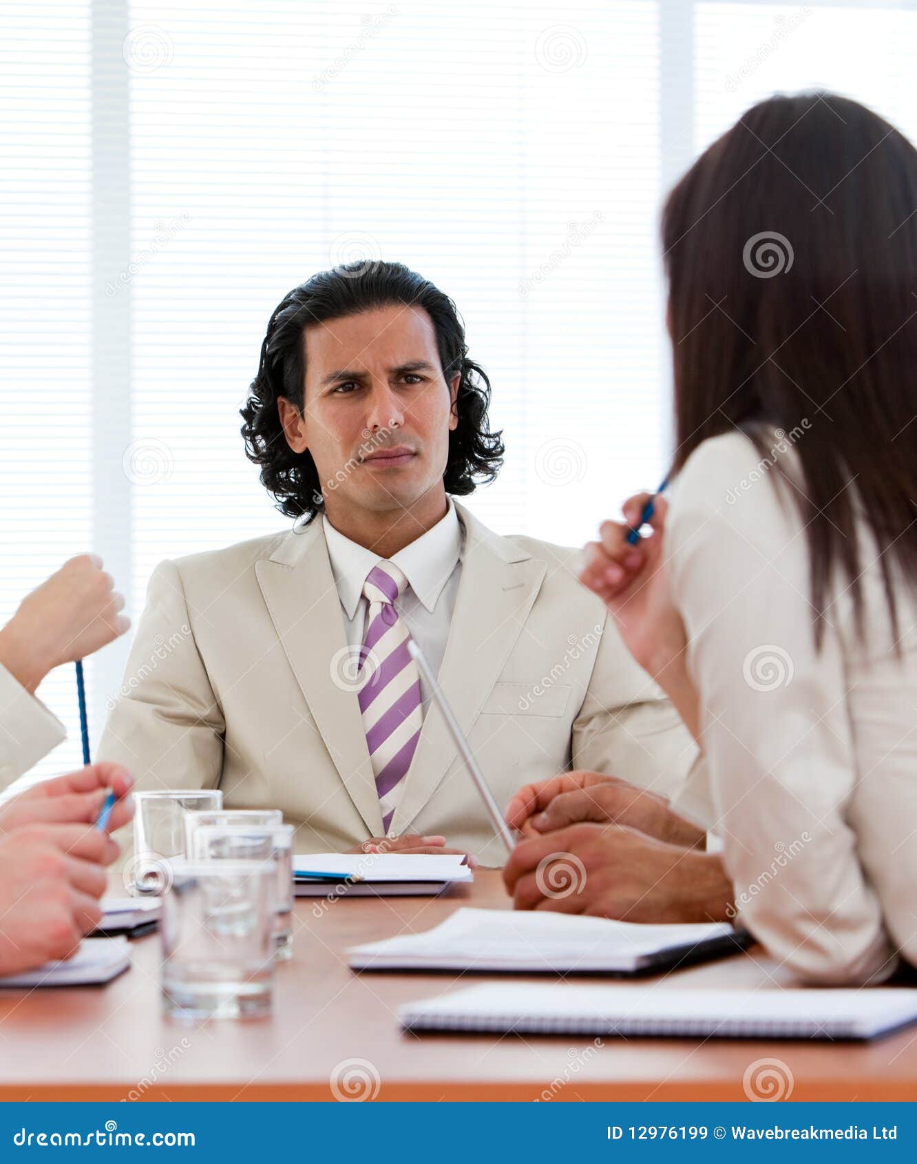 Concentrated Manager Talking with His Team Stock Image - Image of ...