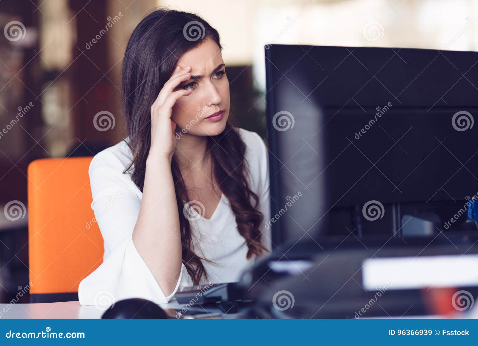 Concentrated Middle Aged Woman Working On Her Computer. Start-up Office ...