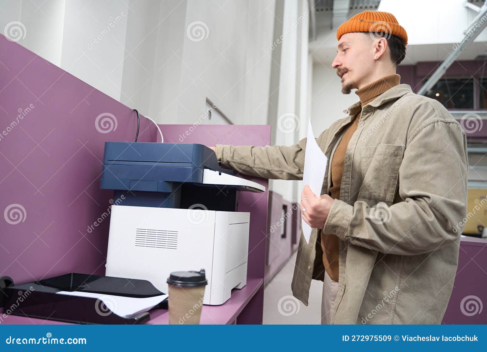 Focused Company Employee Making Photocopies on Copier Stock Image ...