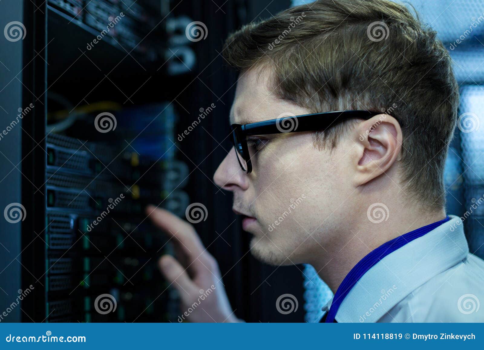 Concentrated Operator Working in the Data Centre Stock Image - Image of ...