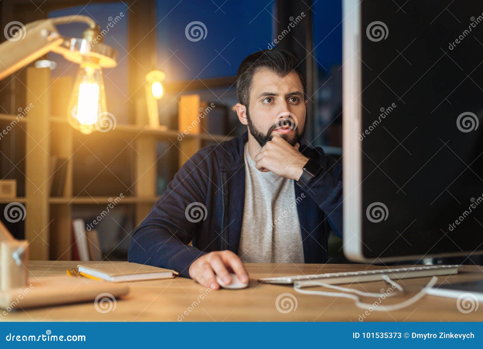 Concentrated Programmer Being in Office at Night Stock Image - Image of ... Concentrated Programmer Being in Office at Night Stock Image - Image of ...