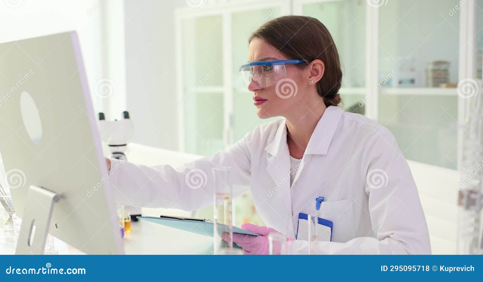Concentrated Scientist Biologist Laboratory Assistant Working with ...
