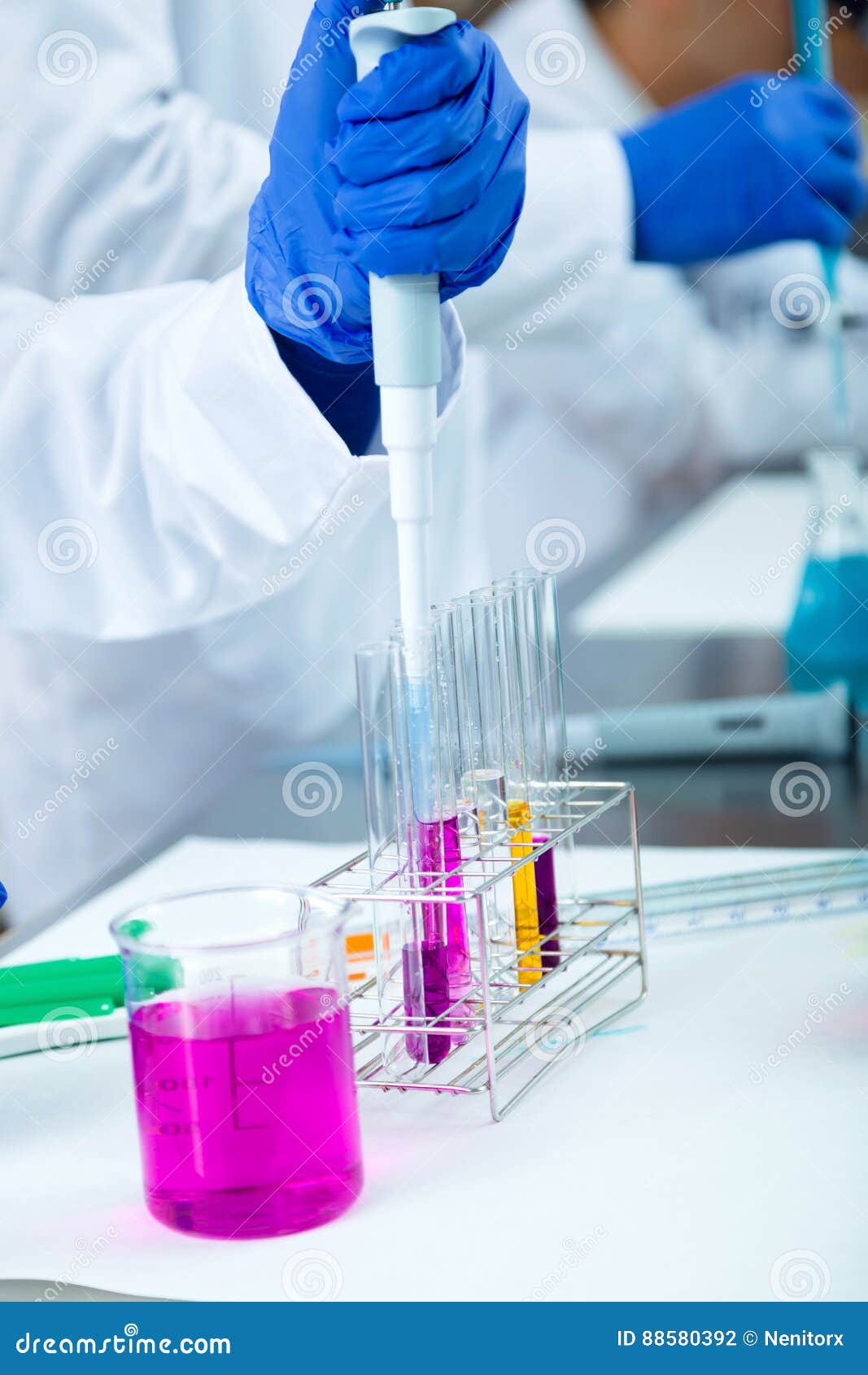 Concentrated Scientist Making Experiment in Laboratory. Stock Photo ...