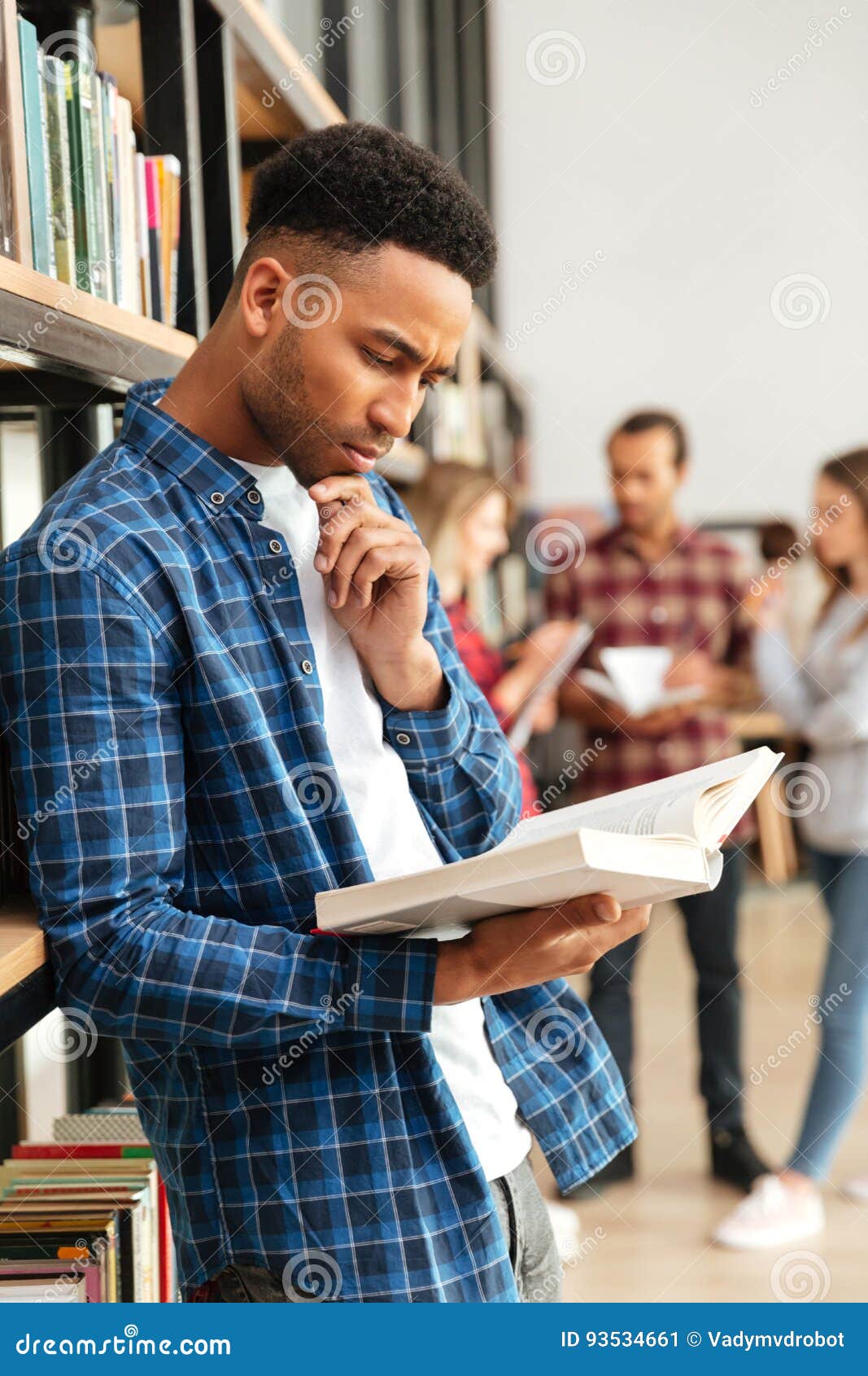 Concentrated Serious African Man Reading Book Stock Image - Image of ...