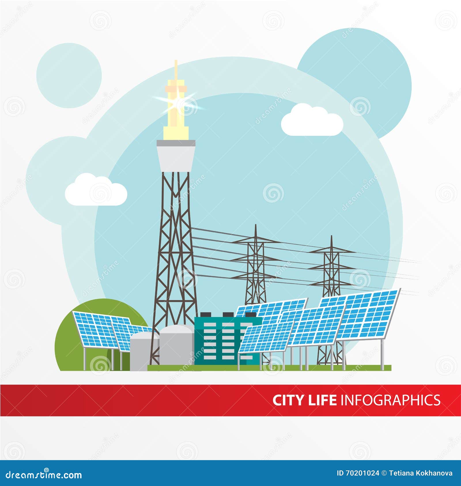 Concentrated Solar Power Station. Vector Illustration | CartoonDealer ... Concentrated Solar Power Station. Vector Illustration | CartoonDealer ...