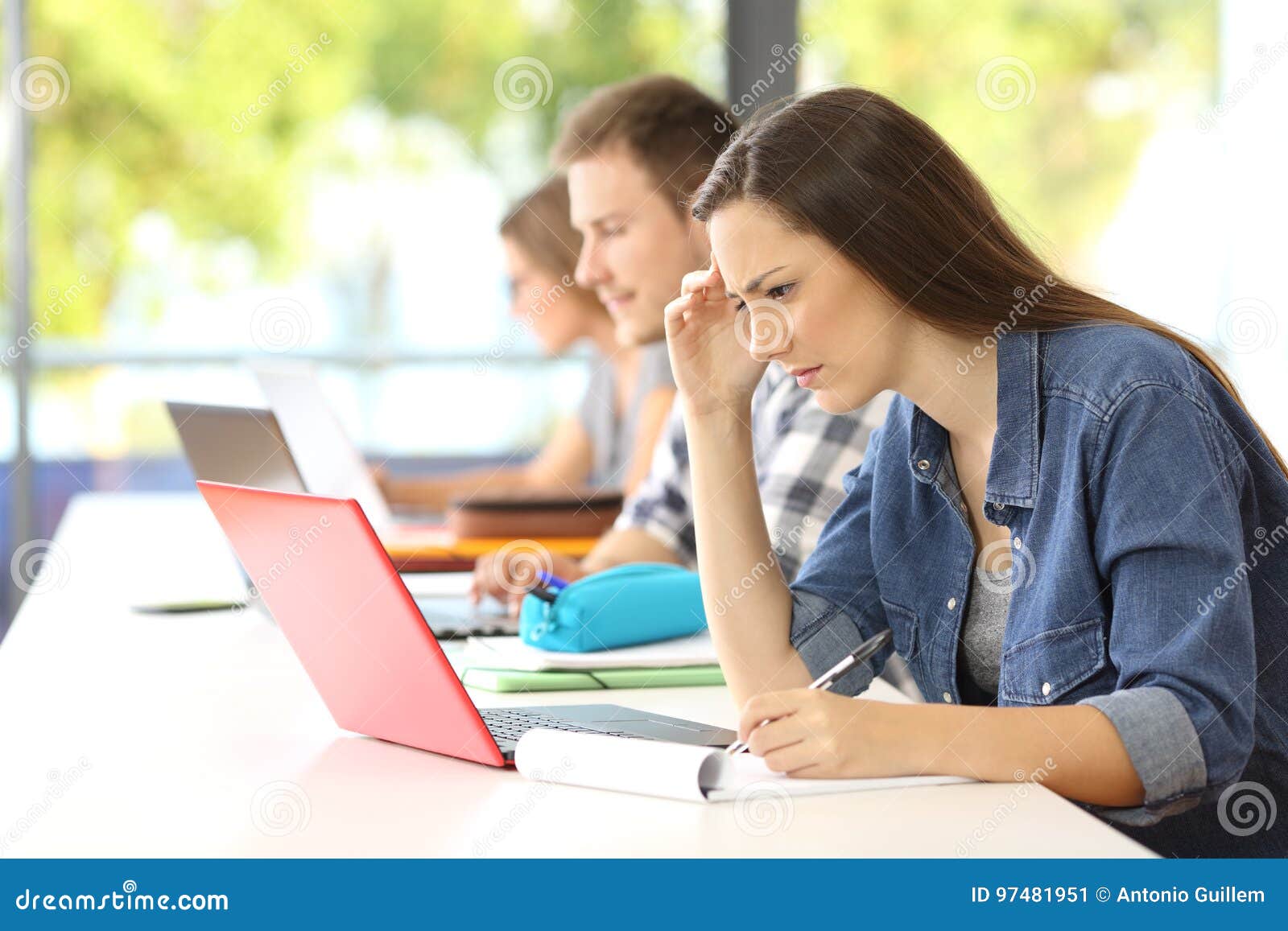 Concentrated Student E Learning Classroom Stock Photos - Free & Royalty ...