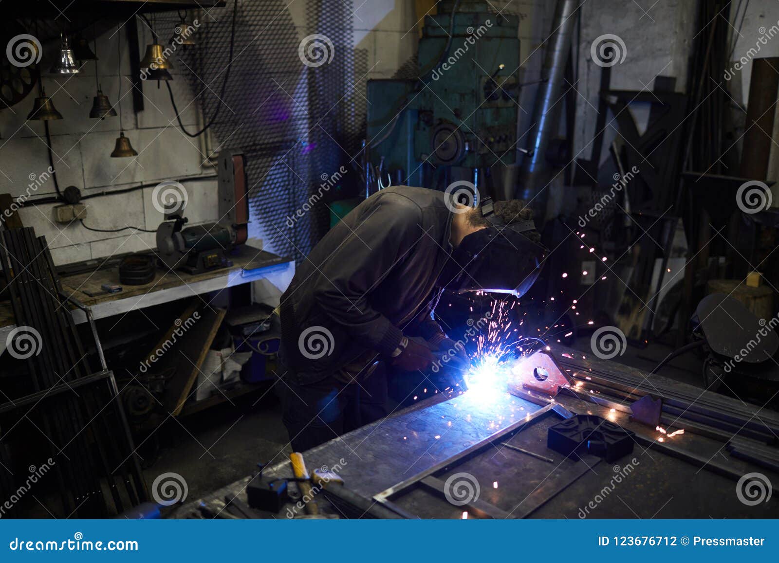 Concentrated on Welding Process Stock Photo - Image of occupation ...