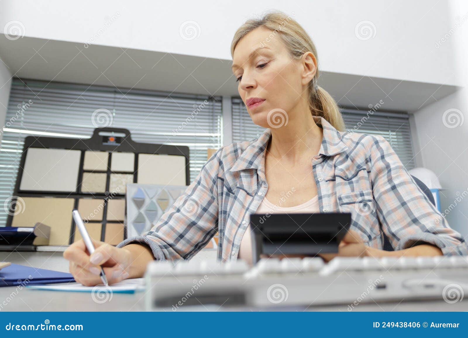 Concentrated Woman Budgeting at Office Stock Photo - Image of budget ...