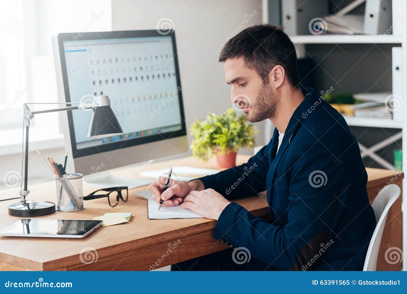 Concentrated on work. stock image. Image of business - 63391565