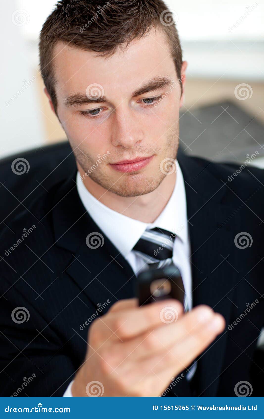Concentrated Young Businessman Sending a Text Stock Image - Image of ...