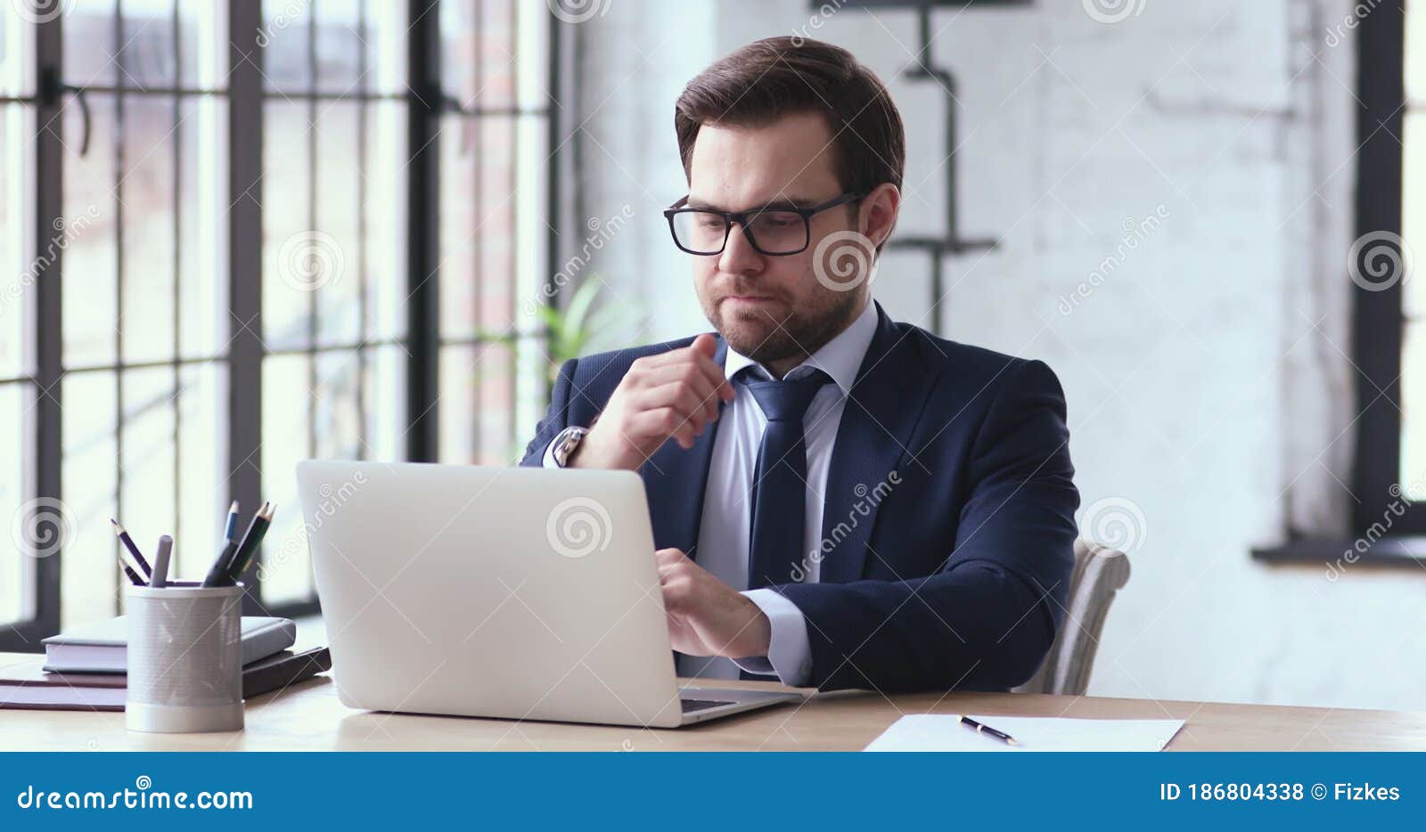 Concentrated Young Ceo Thinking of Hard Problem Solution. Stock Footage ...