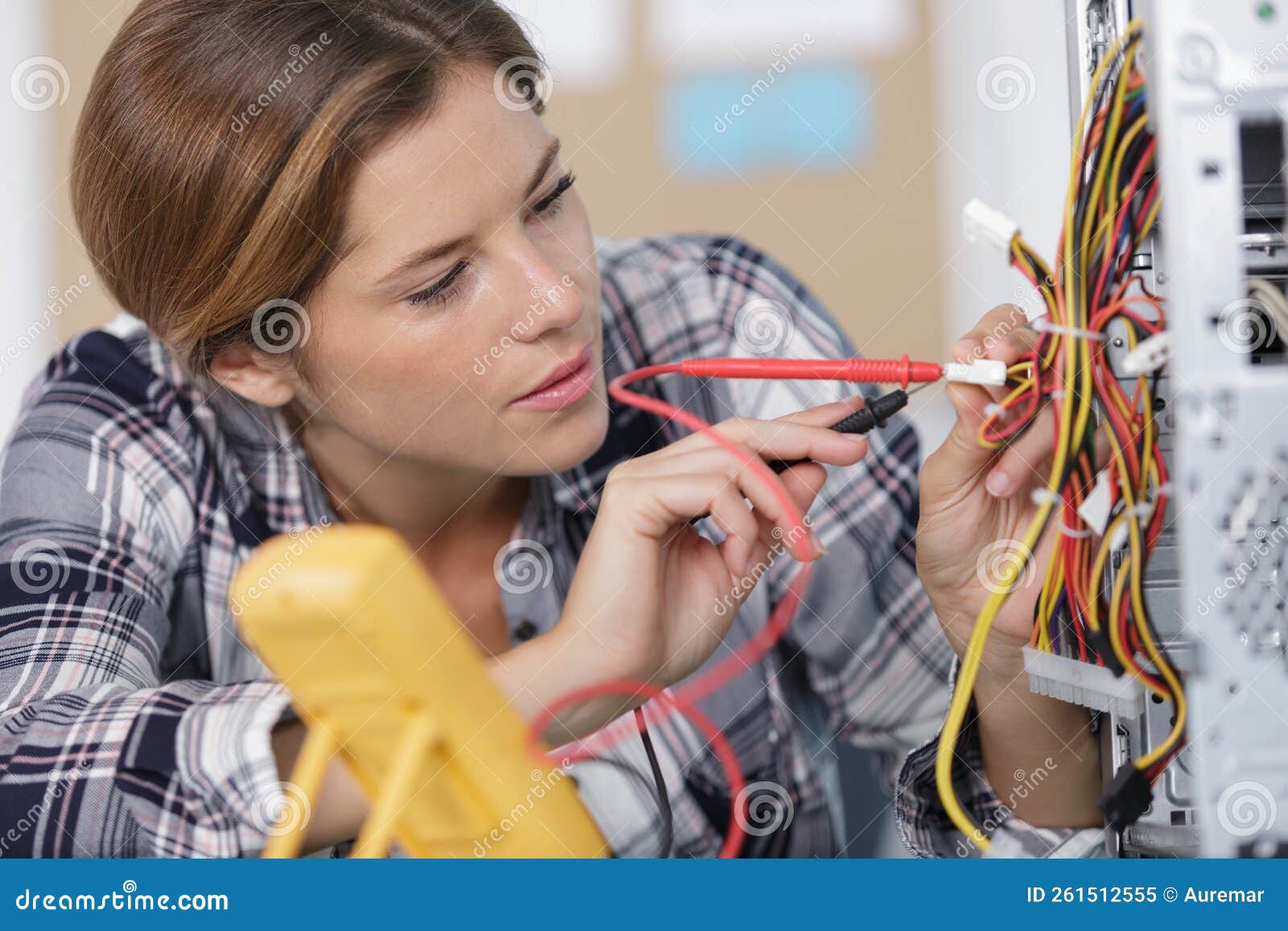 Concentrated Young Female Pc Technician in Class Stock Image - Image of ...