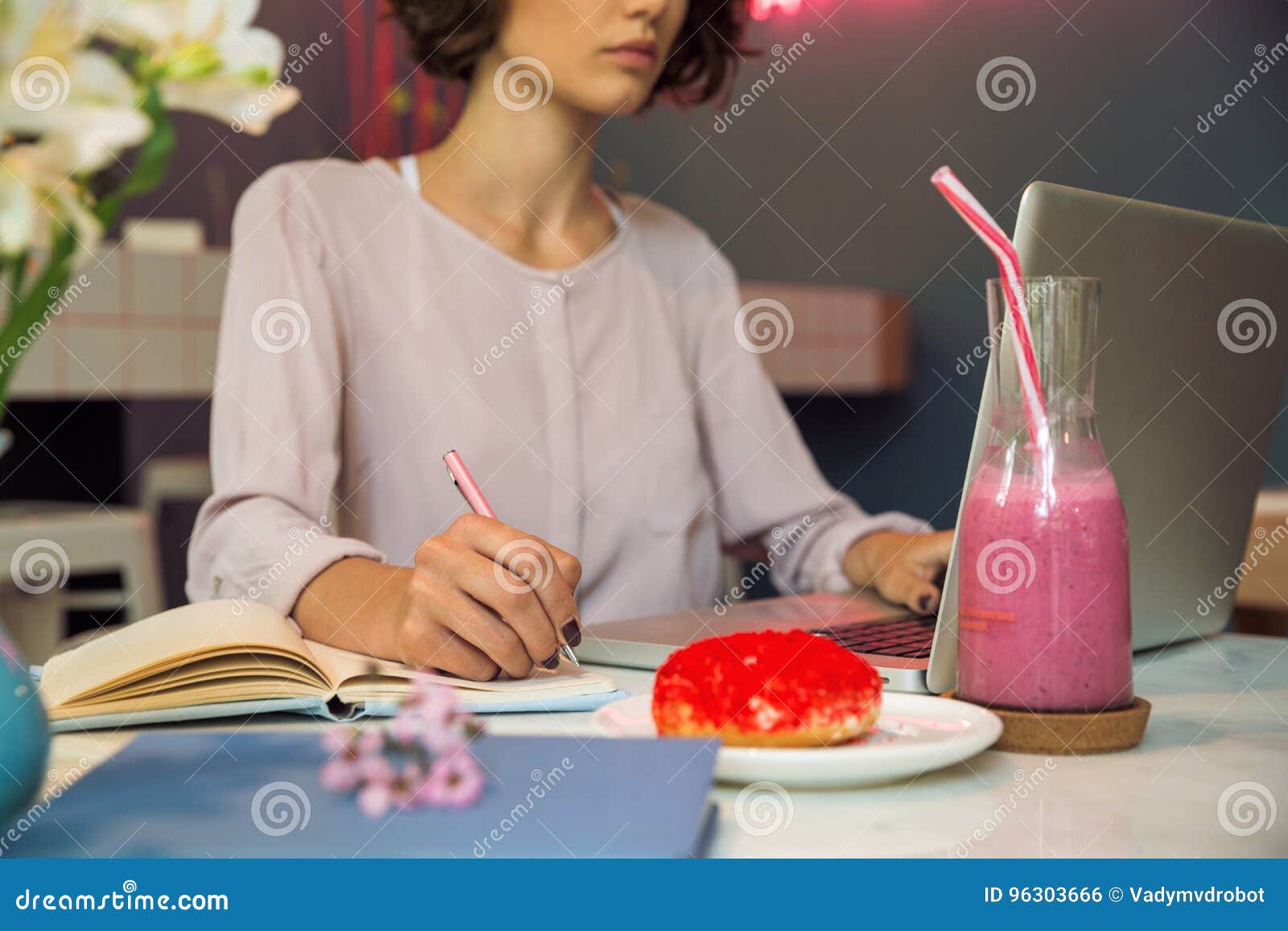 Concentrated Young Girl Writing Notes Stock Photo - Image of female ...