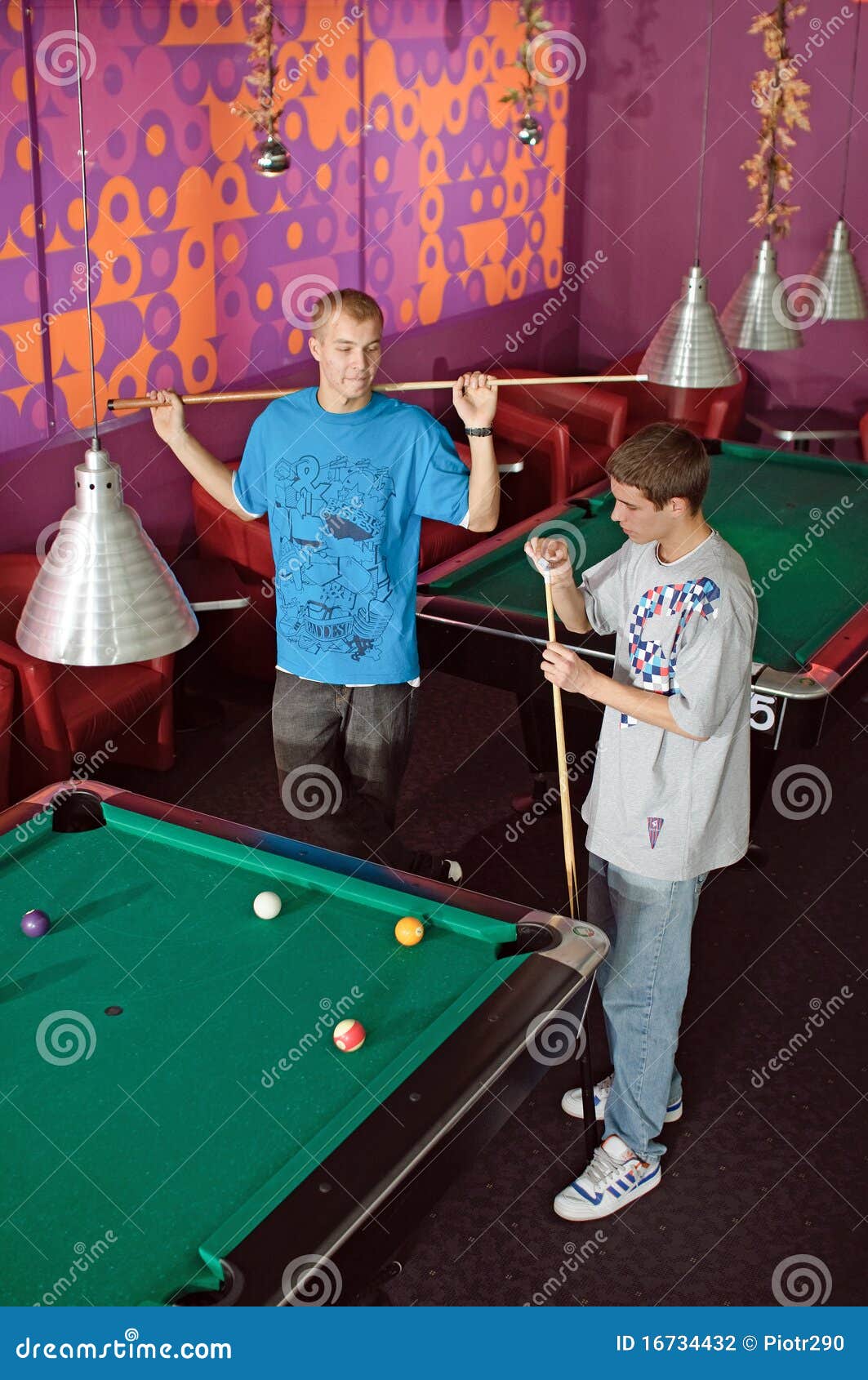 Concentrated Young Men Playing Snooker Stock Photo - Image of group ...