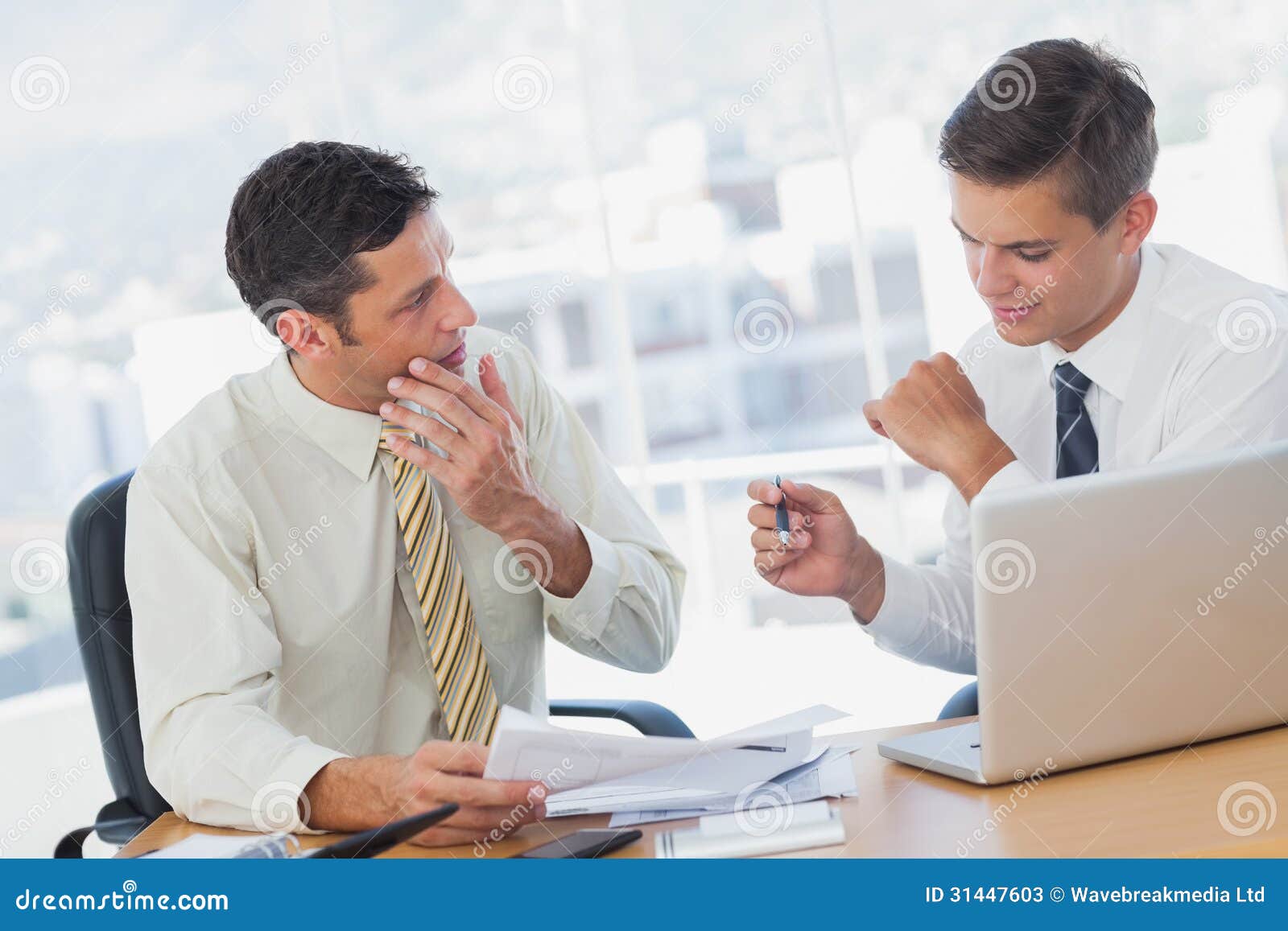 Concentrating Businessmen Working Together Stock Image - Image of ...