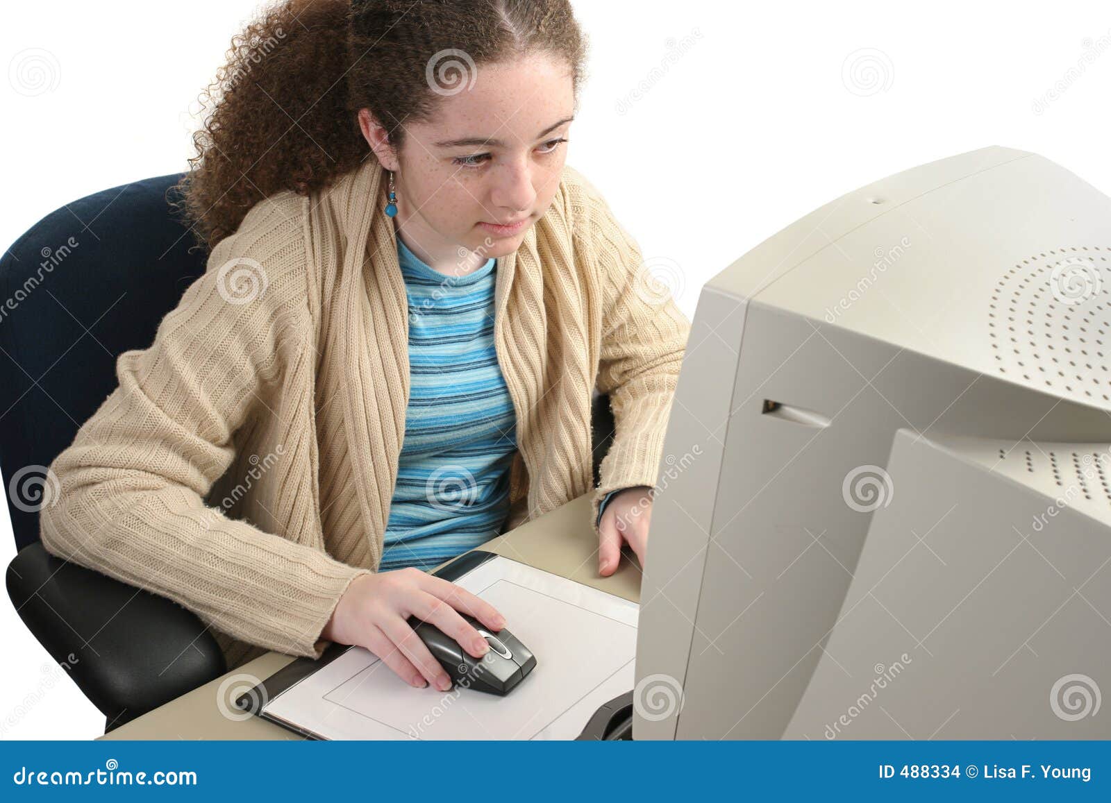 Concentrating on Computer stock photo. Image of school - 488334