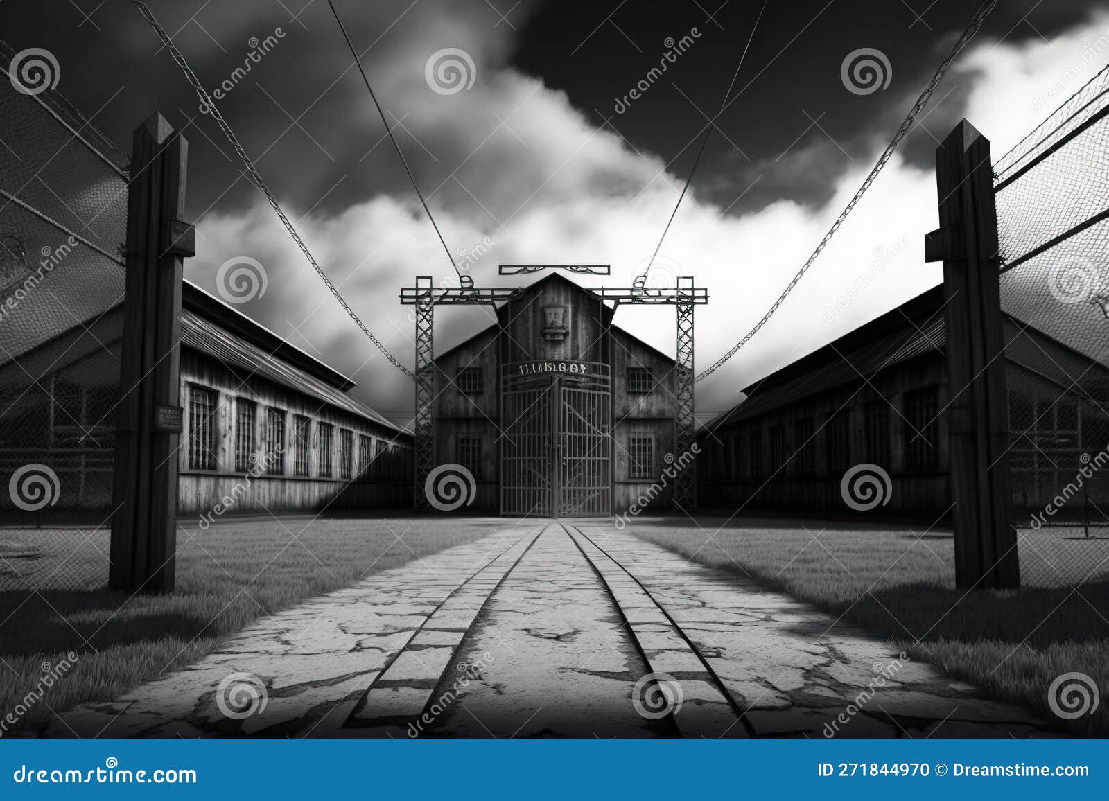 Concentration Camp. Confinement In A Prison Guarded By Barbed Wire ...