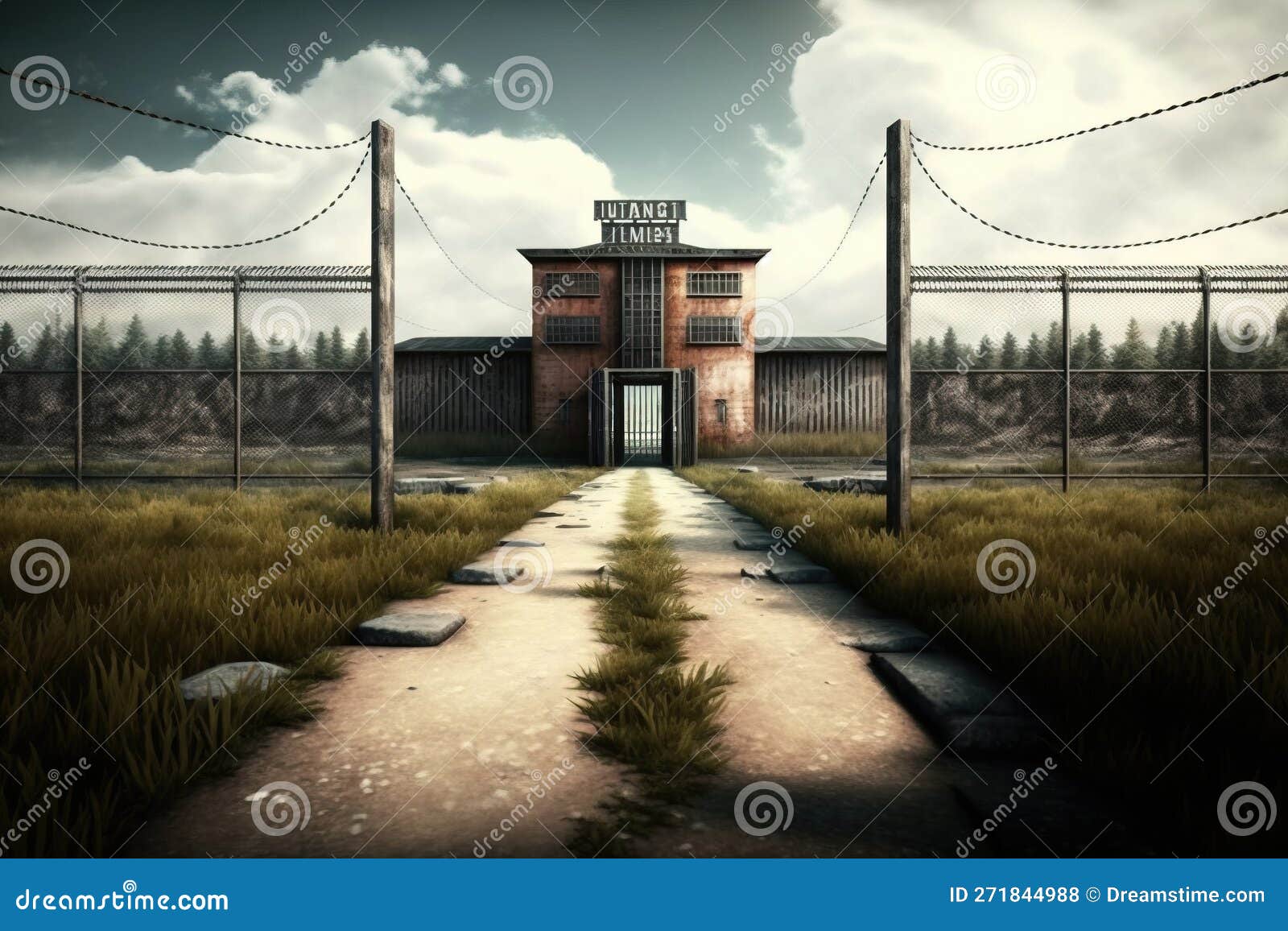 Concentration Camp. Confinement in a Prison Guarded by Barbed Wire ...