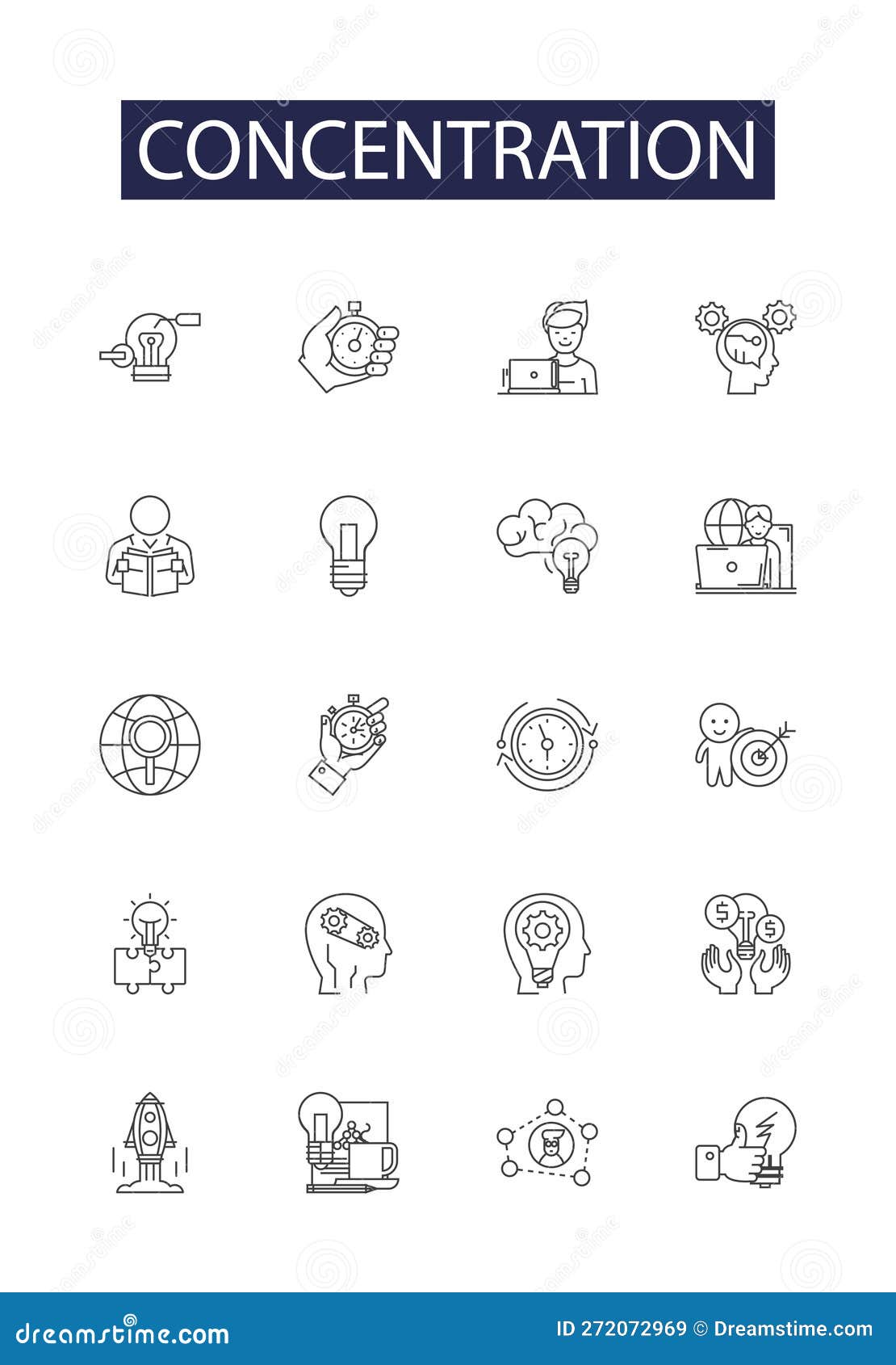 Concentration Line Vector Icons and Signs. Attention, Intensity, Study ...