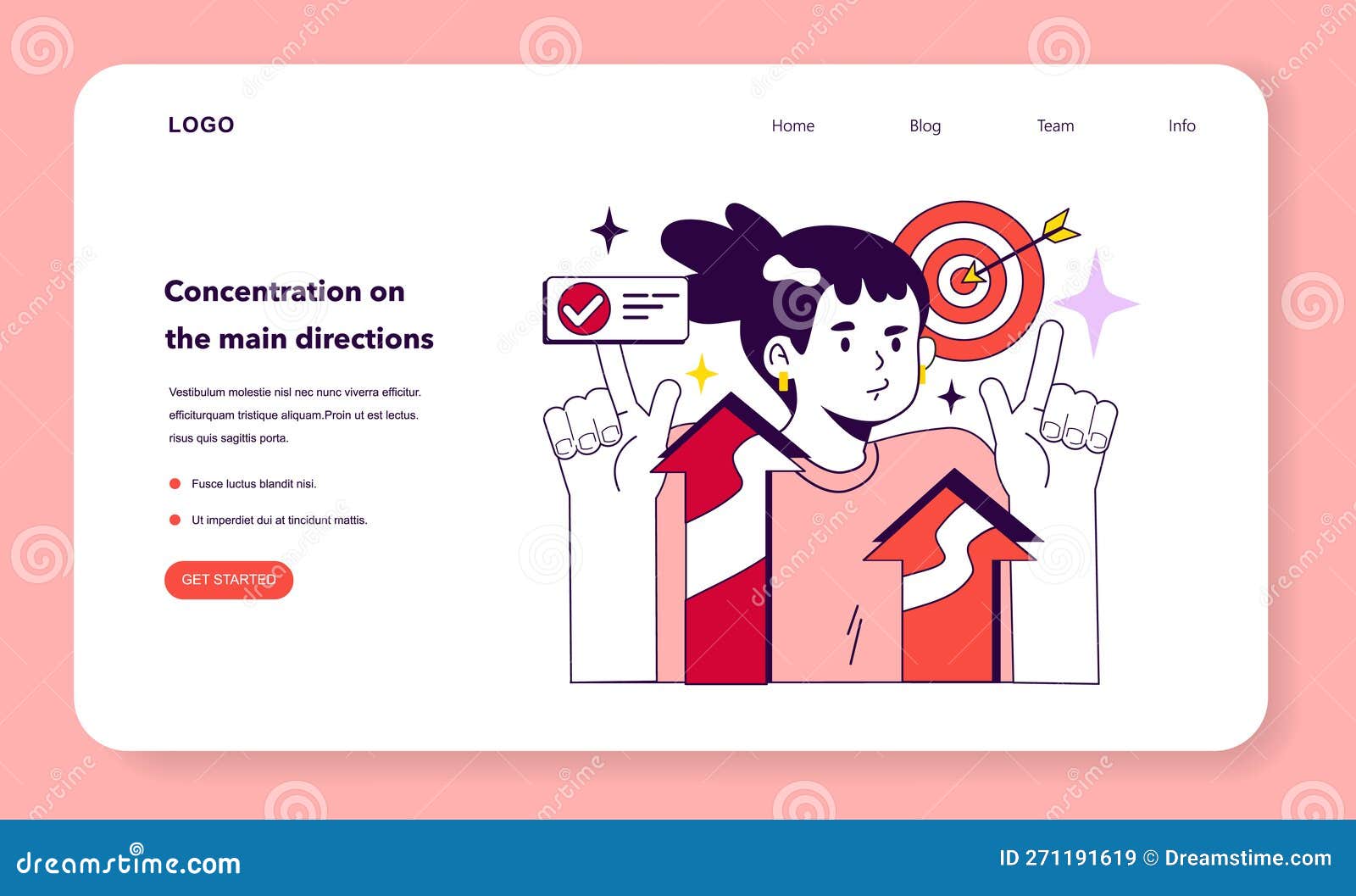 Concentration On The Main Directions. Key Performance Indicators Vector ...