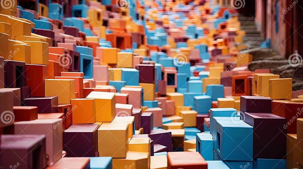 The Concentration of Multi Colored Bricks, Like a Bright Drop in the ...