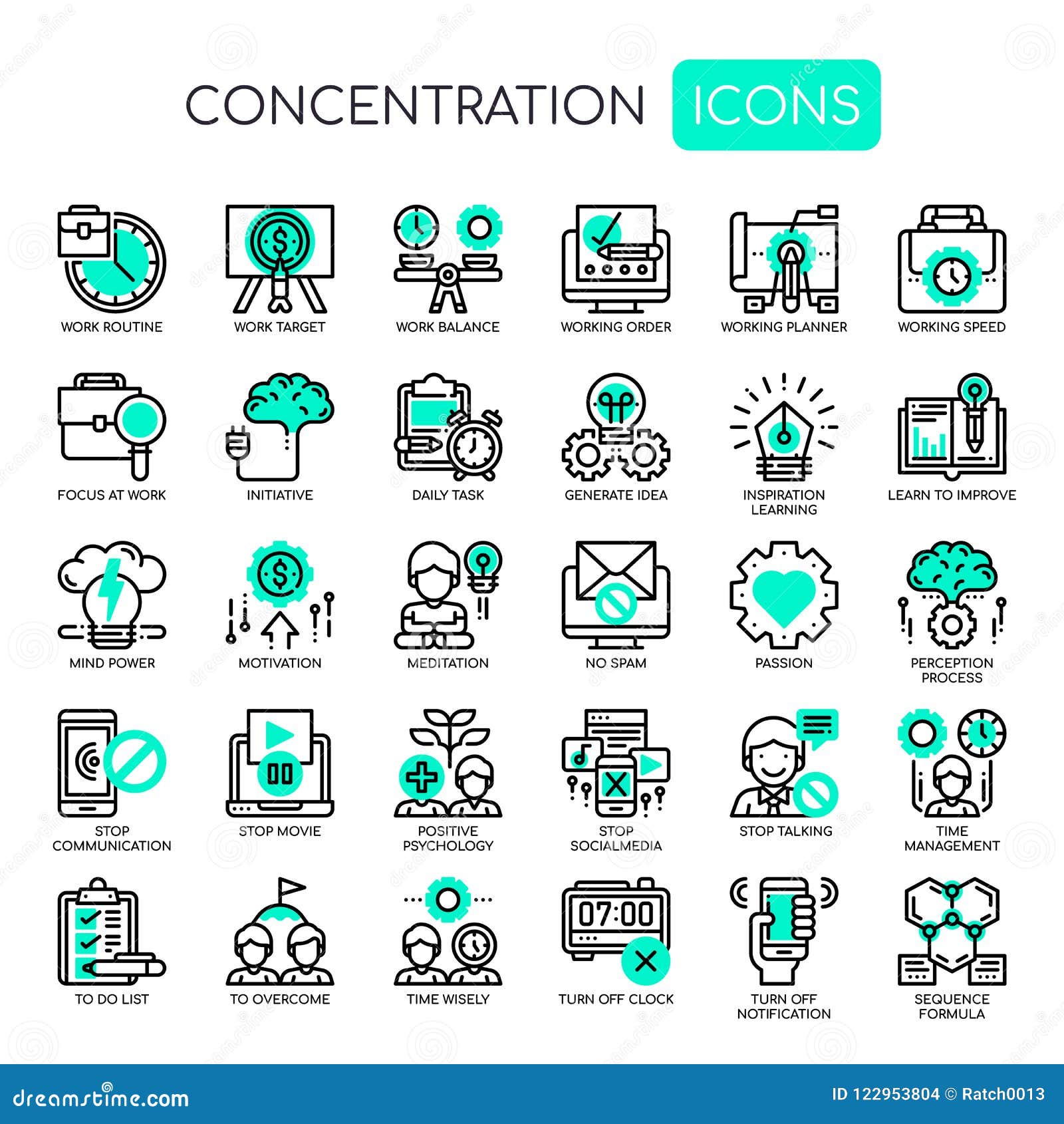 Concentration , Pixel Perfect Icons Stock Vector - Illustration of ...