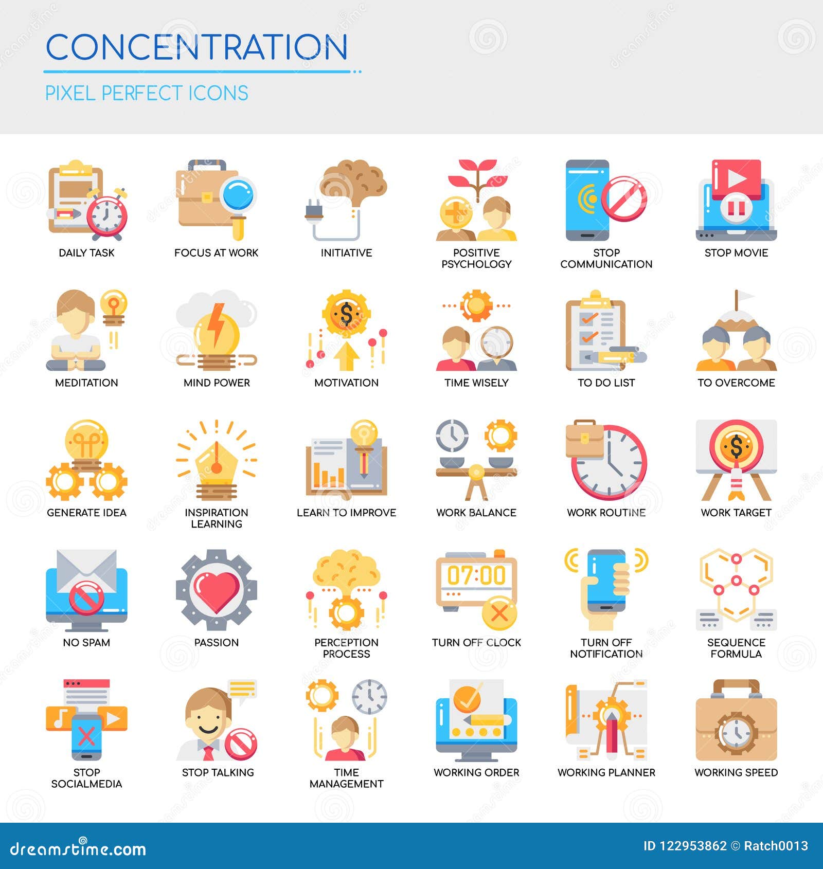 Concentration , Pixel Perfect Icons Stock Illustration - Illustration ...