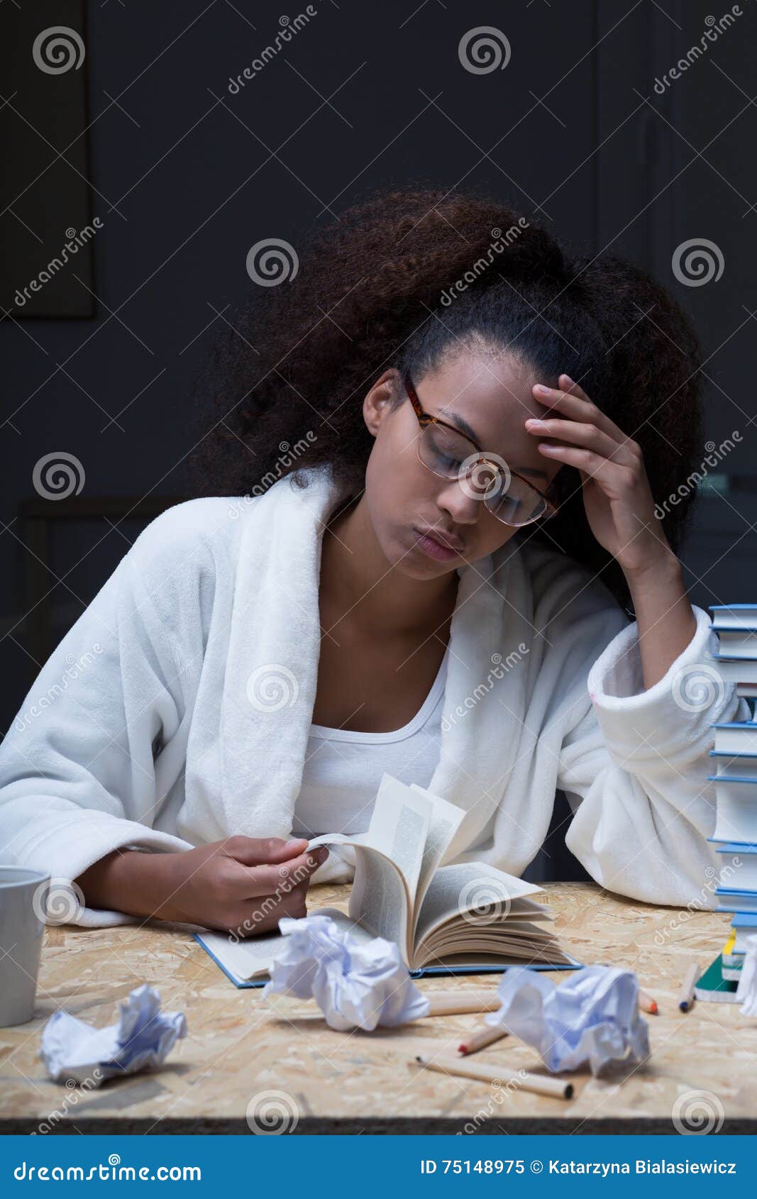 Concentration Problems at Studying Stock Image - Image of blank, home ...