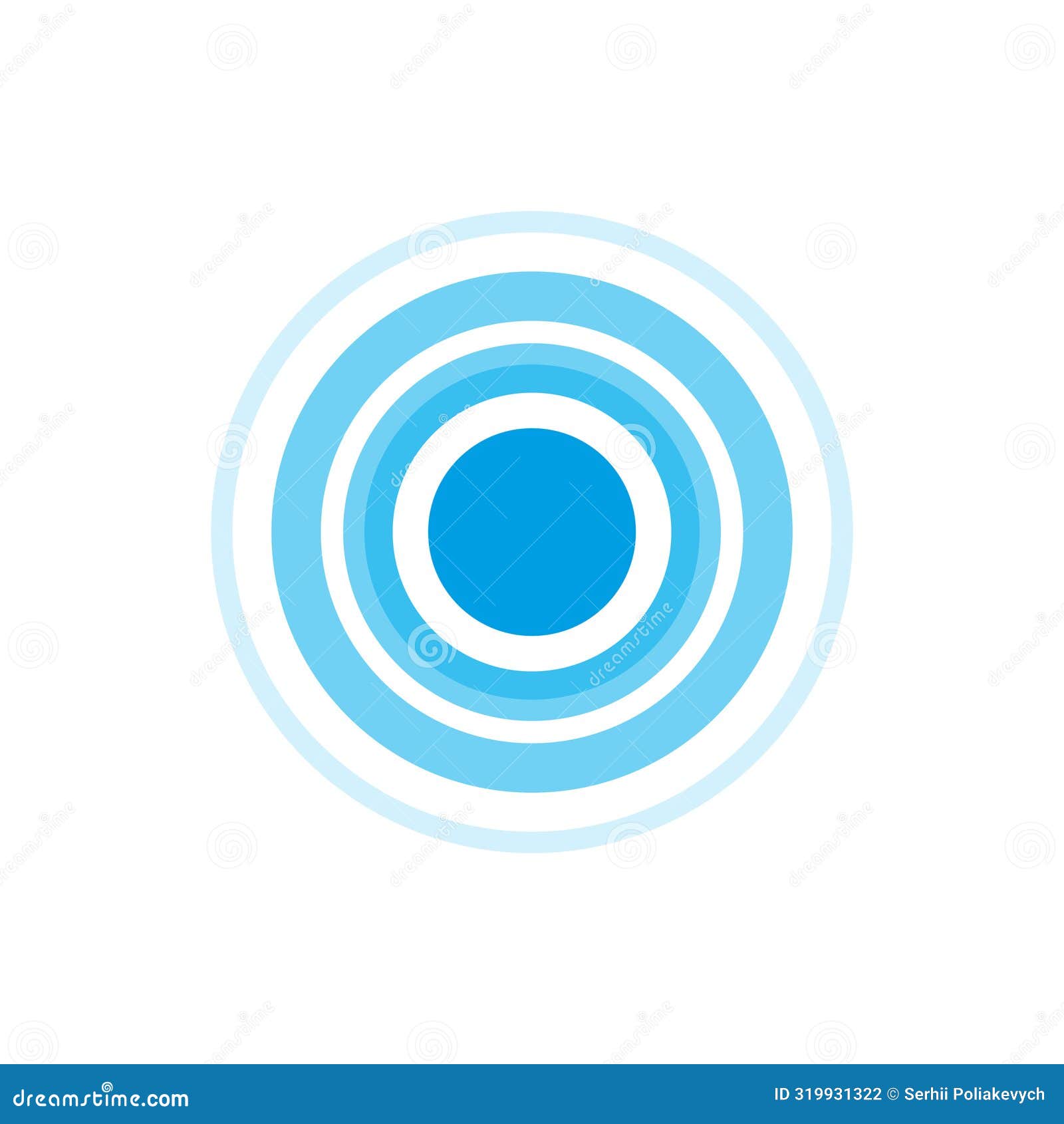 Concentric Blue Circles Vector Design. Abstract Target Symbol. Radial ...