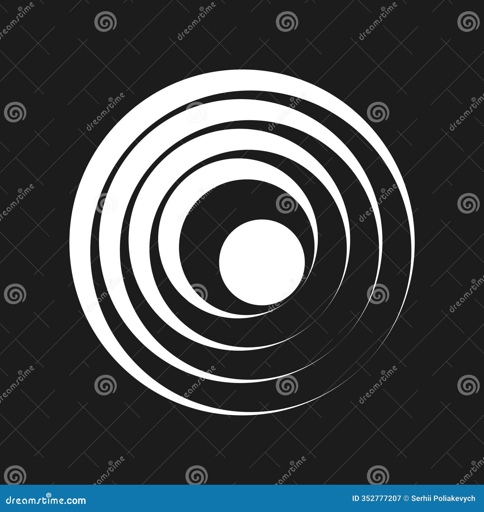 Concentric Circle Design. White and Black Rings. Abstract Radial ...
