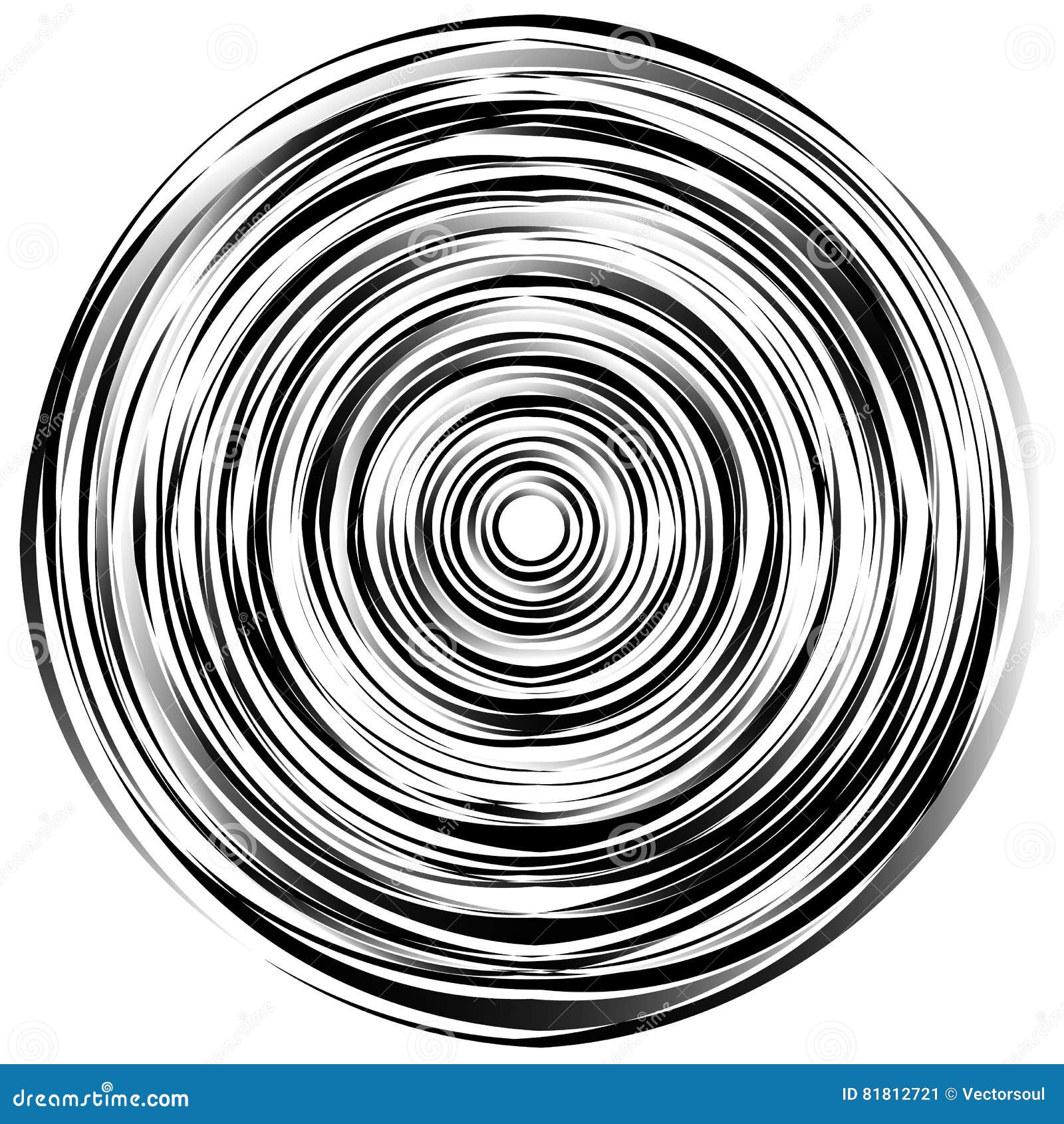 Concentric Circle Element Made of Irregular Circles, Lines. Isolated ...