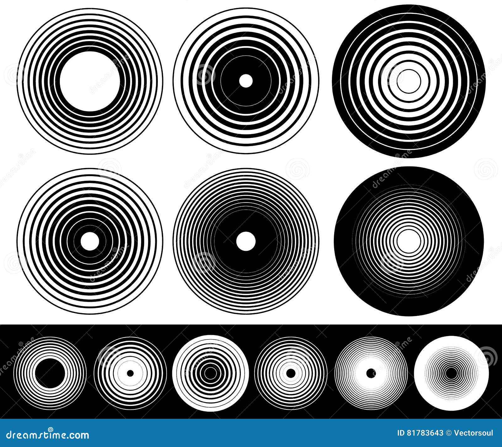 Concentric Circle Elements. Set of 6 Variation Stock Vector ...