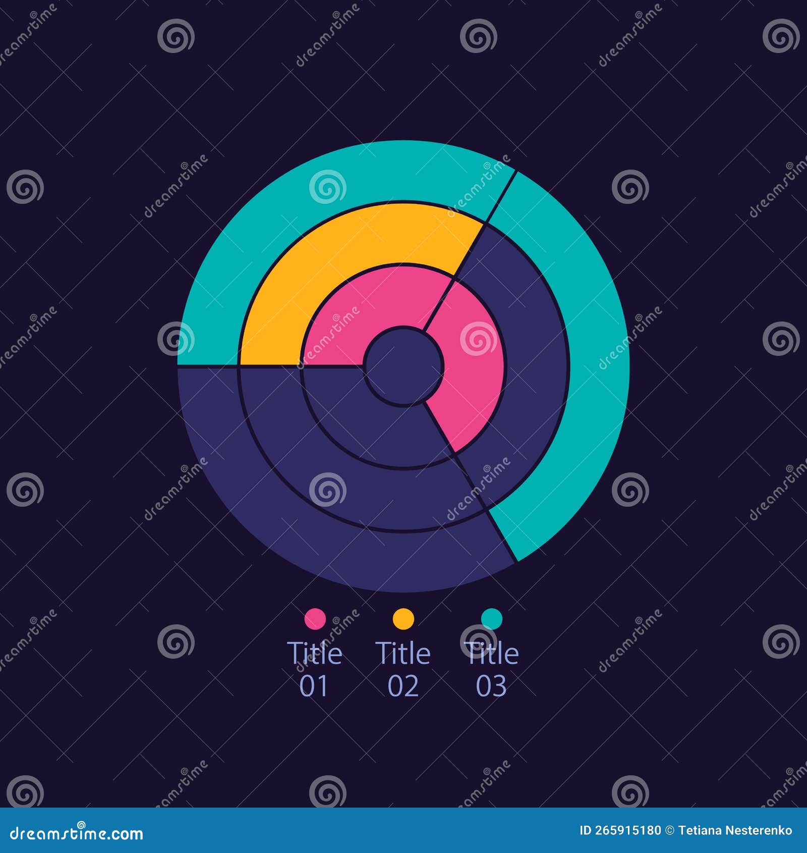 Concentric Circle Infographic Chart Design Template for Dark Theme ...