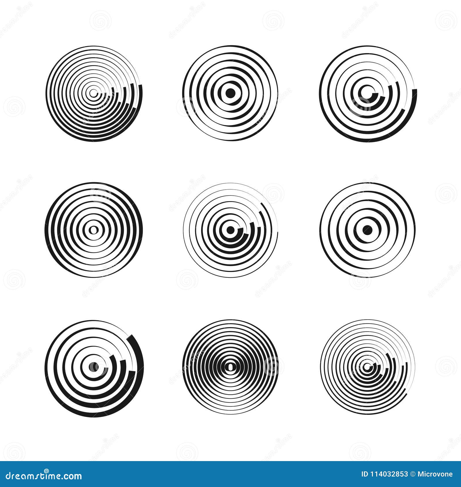Concentric Circles Abstract Geometric Vector Patterns. Circular Shapes ...