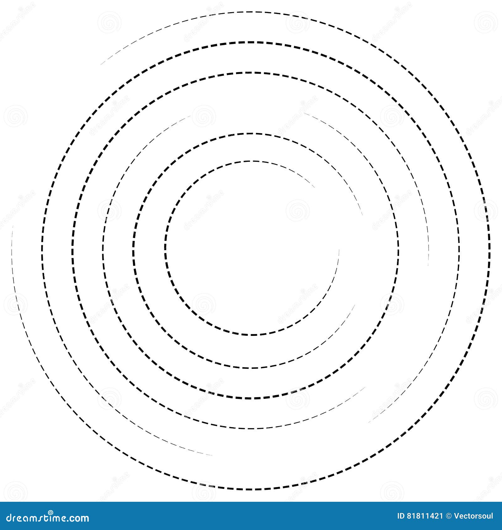 Dashed Lines Spiral, Swirls, And Twirls. Concentric, And Circular ...