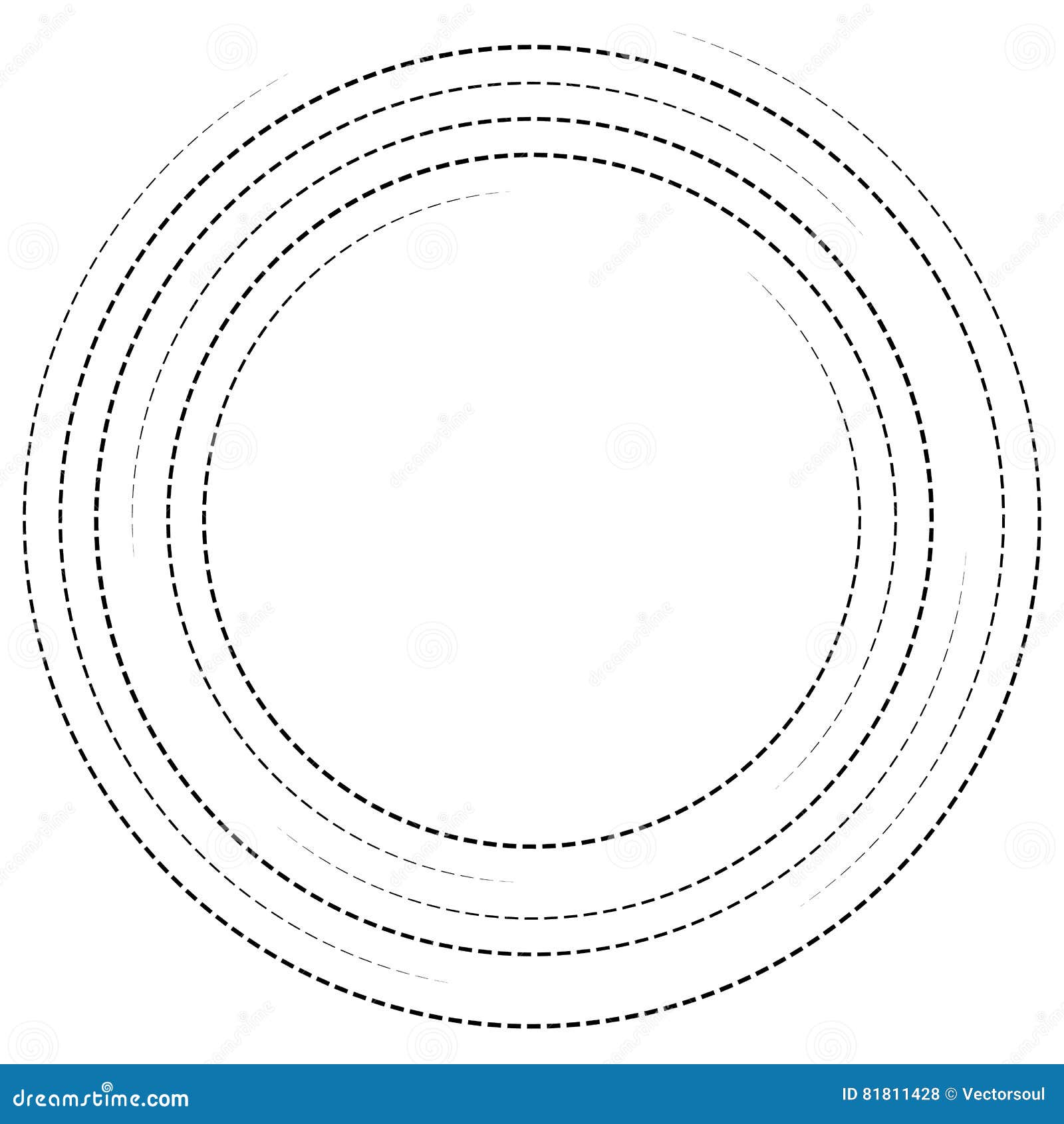 Concentric Circles with Dashed Lines. Circular Spiral Element Stock ...