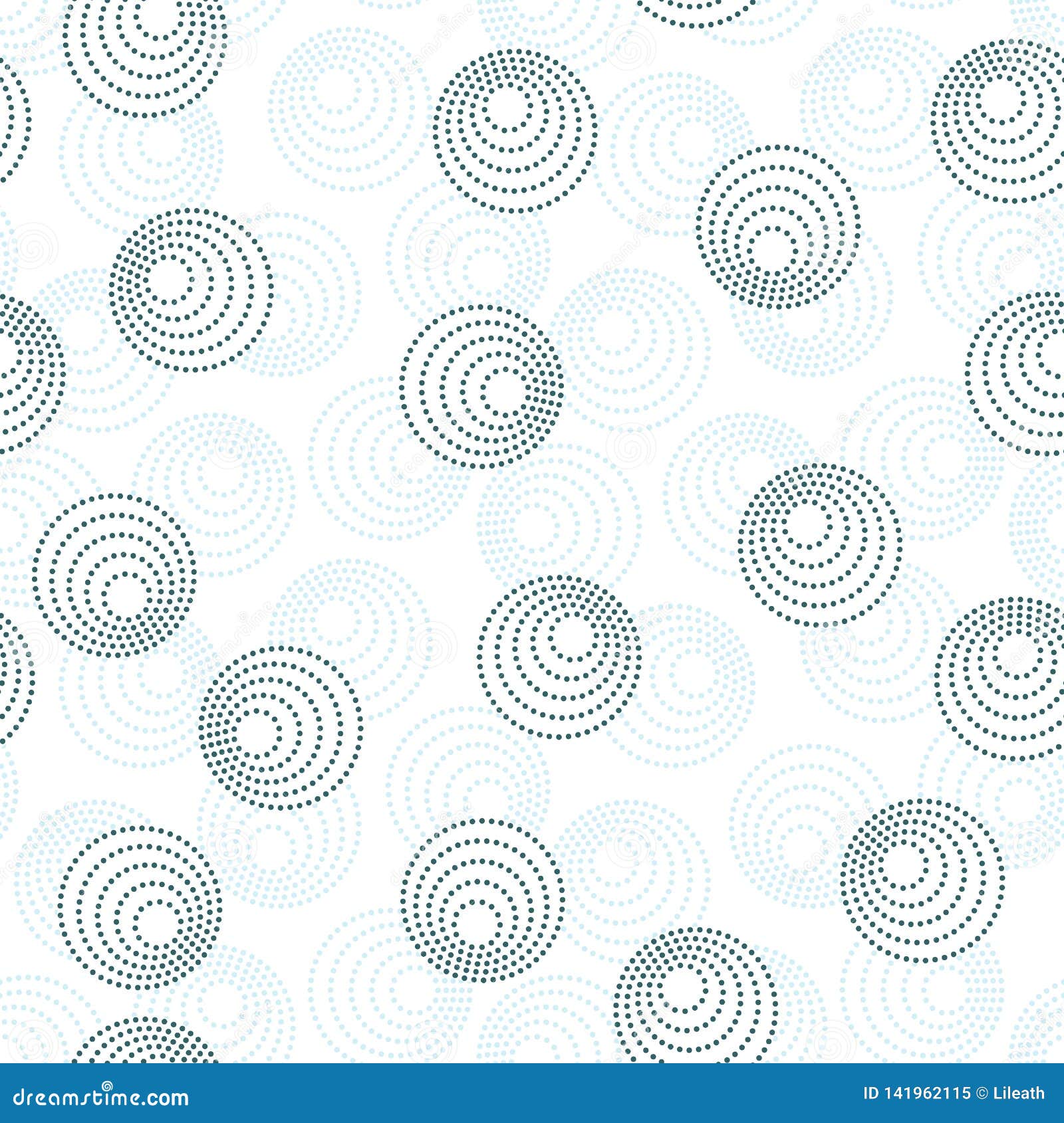 Blue Concentric Circles with Dotted Outline. Seamless Geometric Pattern ...