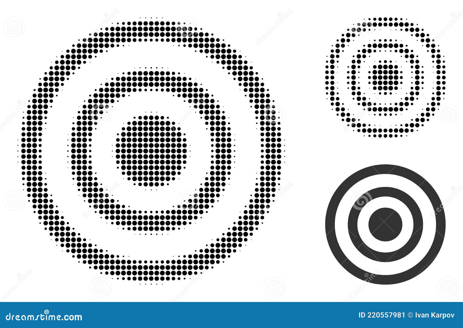 Concentric Circles Halftone Dotted Icon Stock Illustration ...
