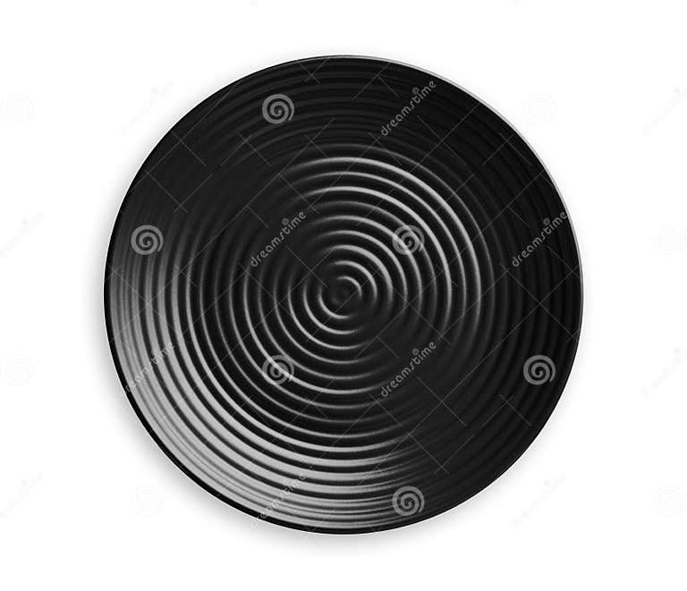 Concentric Circles Plate, Empty Black Ceramic Plate in Wavy Pattern ...