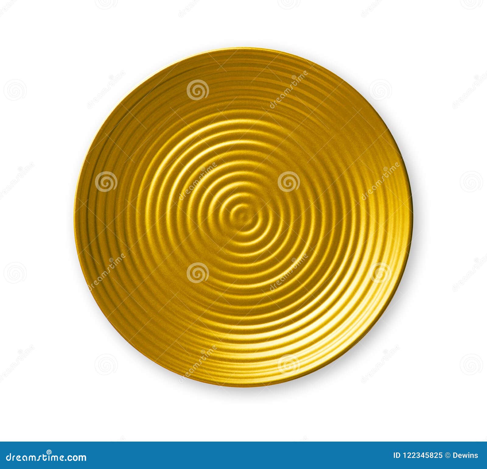 Concentric Circles Plate, Empty Yellow Ceramic Plate in Wavy Pattern ...