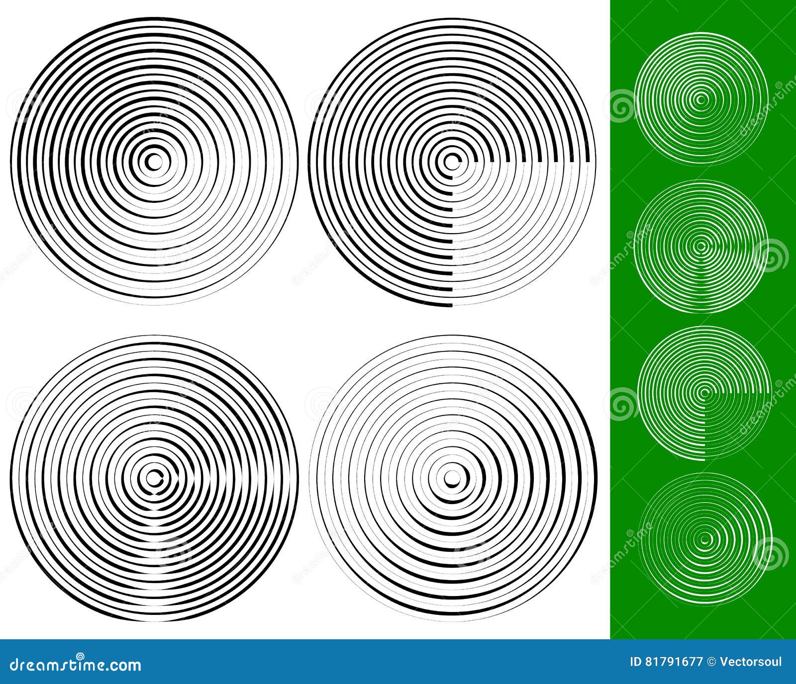 Concentric Circles, Rings Geometric Element. Set of 4 Version Stock ...