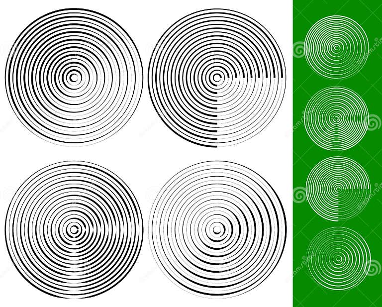 Concentric Circles, Rings Geometric Element. Set of 4 Version Stock ...