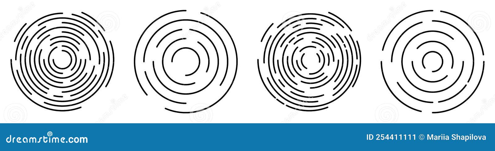 Concentric circles set stock vector. Illustration of wave - 254411111