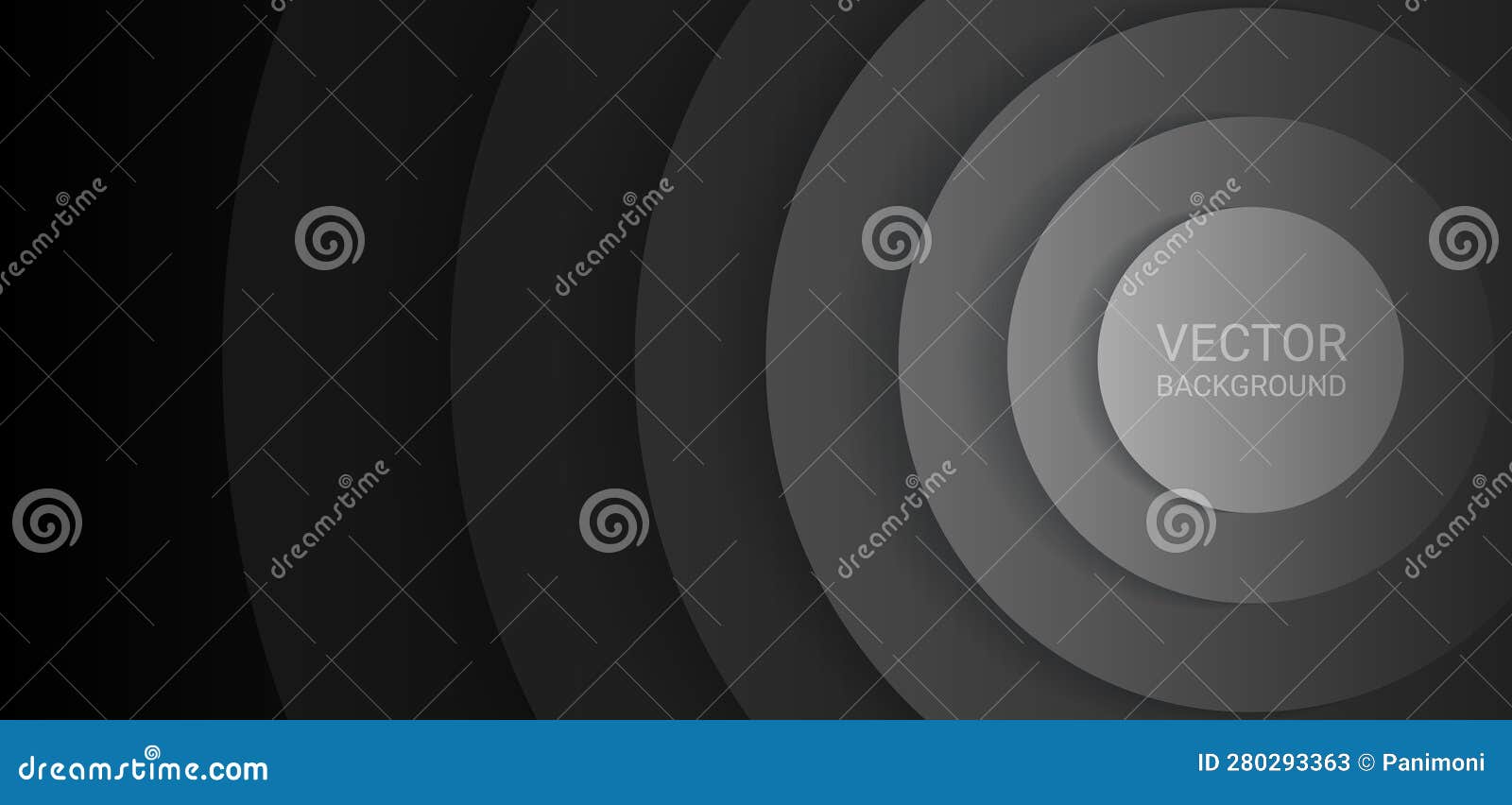 Concentric Circles with Shadows. Abstract Dark Background. Black ...