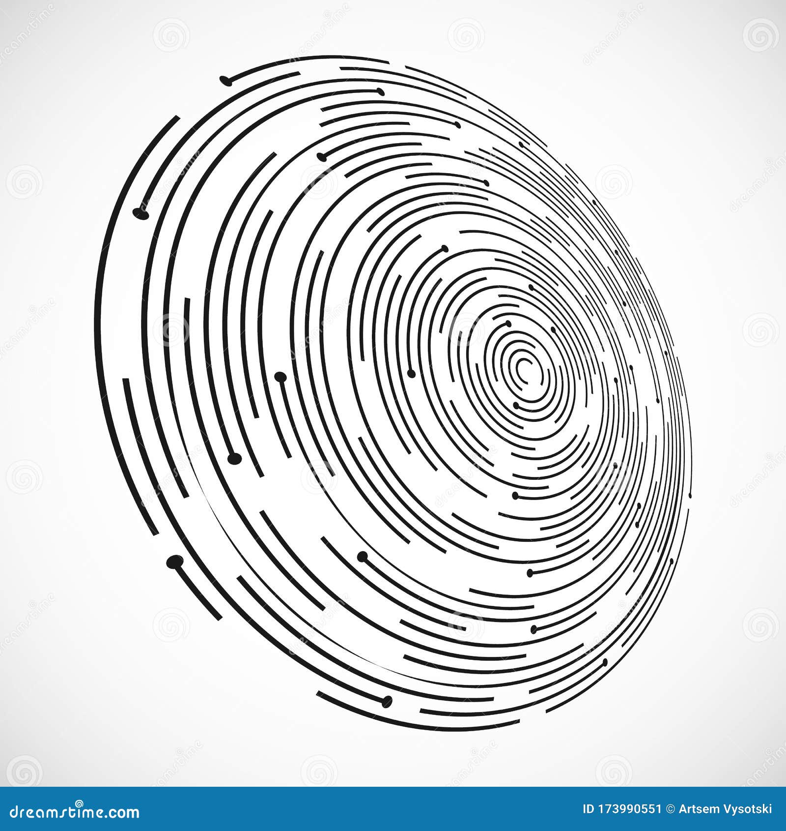Concentric Circulating, Circle Line and Points. Abstract Vortex Line ...