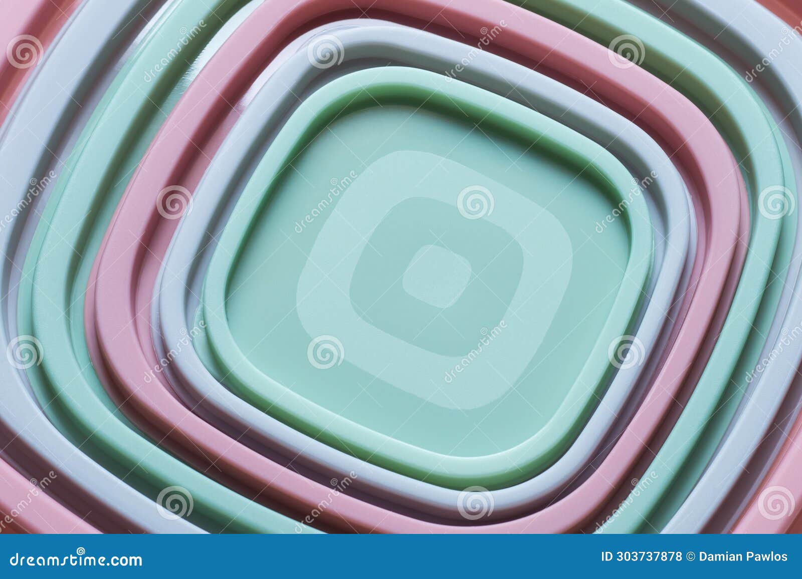 Concentric Composition of Square Plastic Food Container Caps. Pastel ...