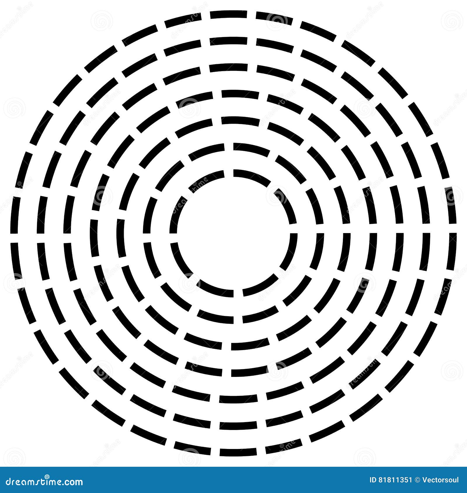 Concentric Dashed Line Circles - Abstract Geometric Element on W Stock ...