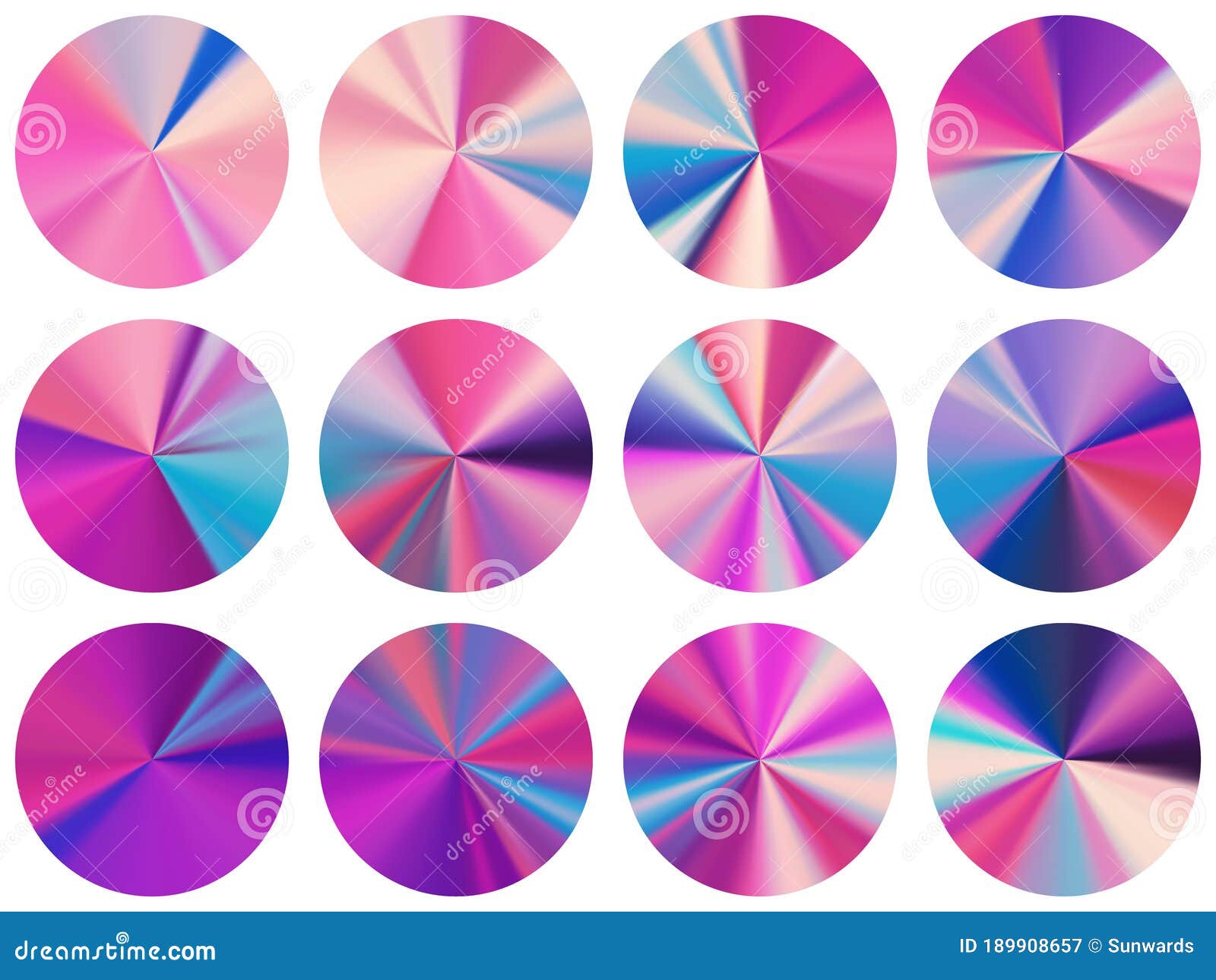 Circle Radial Metallic Gradient Web Elements Vector Set Stock Vector ...
