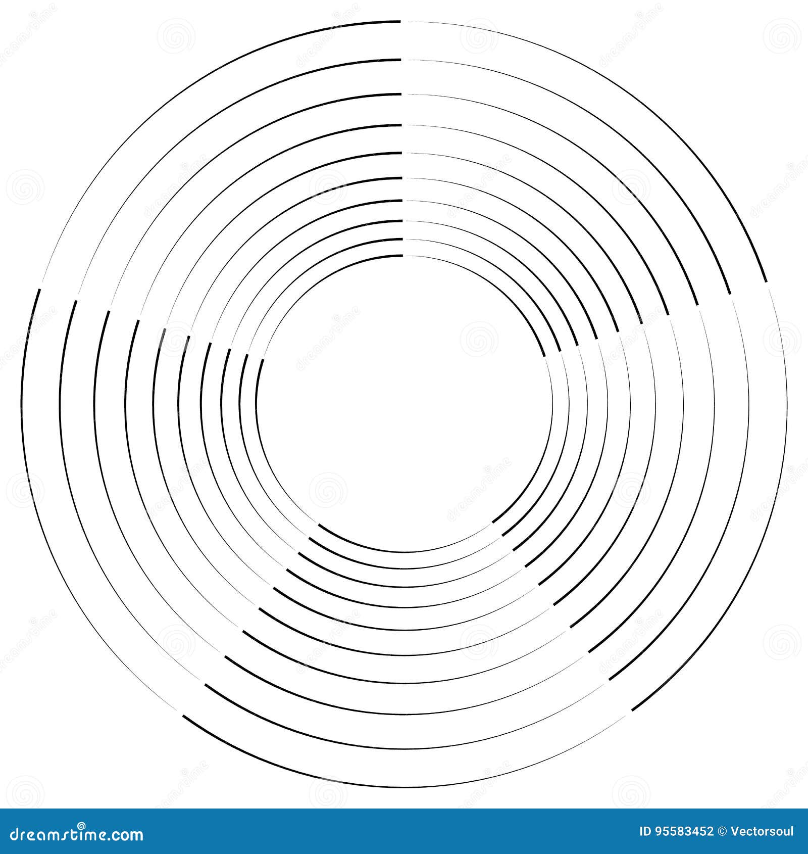 Concentric, Radial Circles Circular Element. Abstract Black and Stock ...