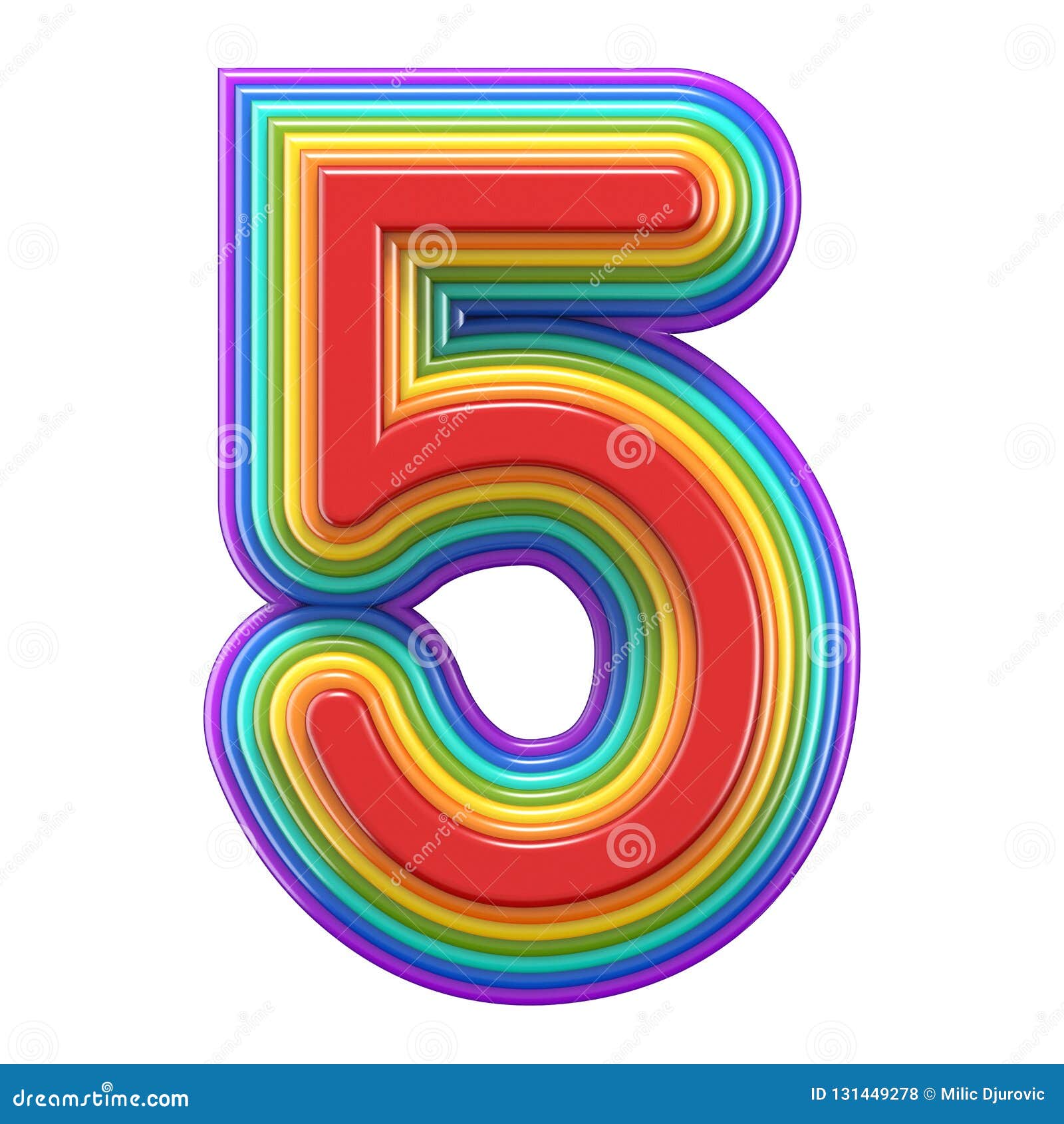 Concentric Rainbow Number 5 Five 3d Stock Illustration Illustration
